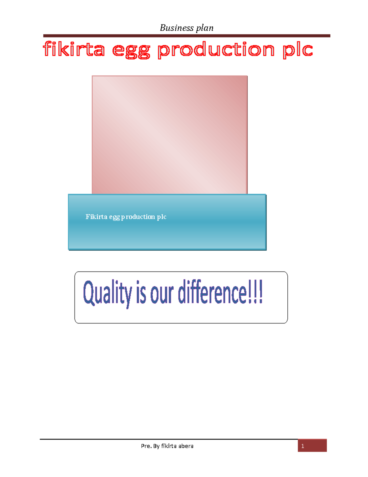 Assignment of enterprenuership FKRT - Fikirta egg production plc Name ...