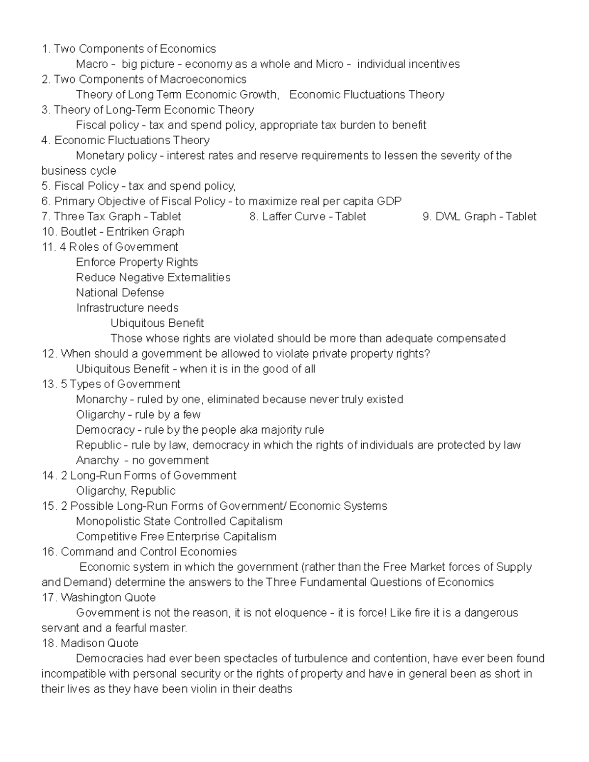 Test 3 Study Guide Questions - Macro - Two Components of Economics ...
