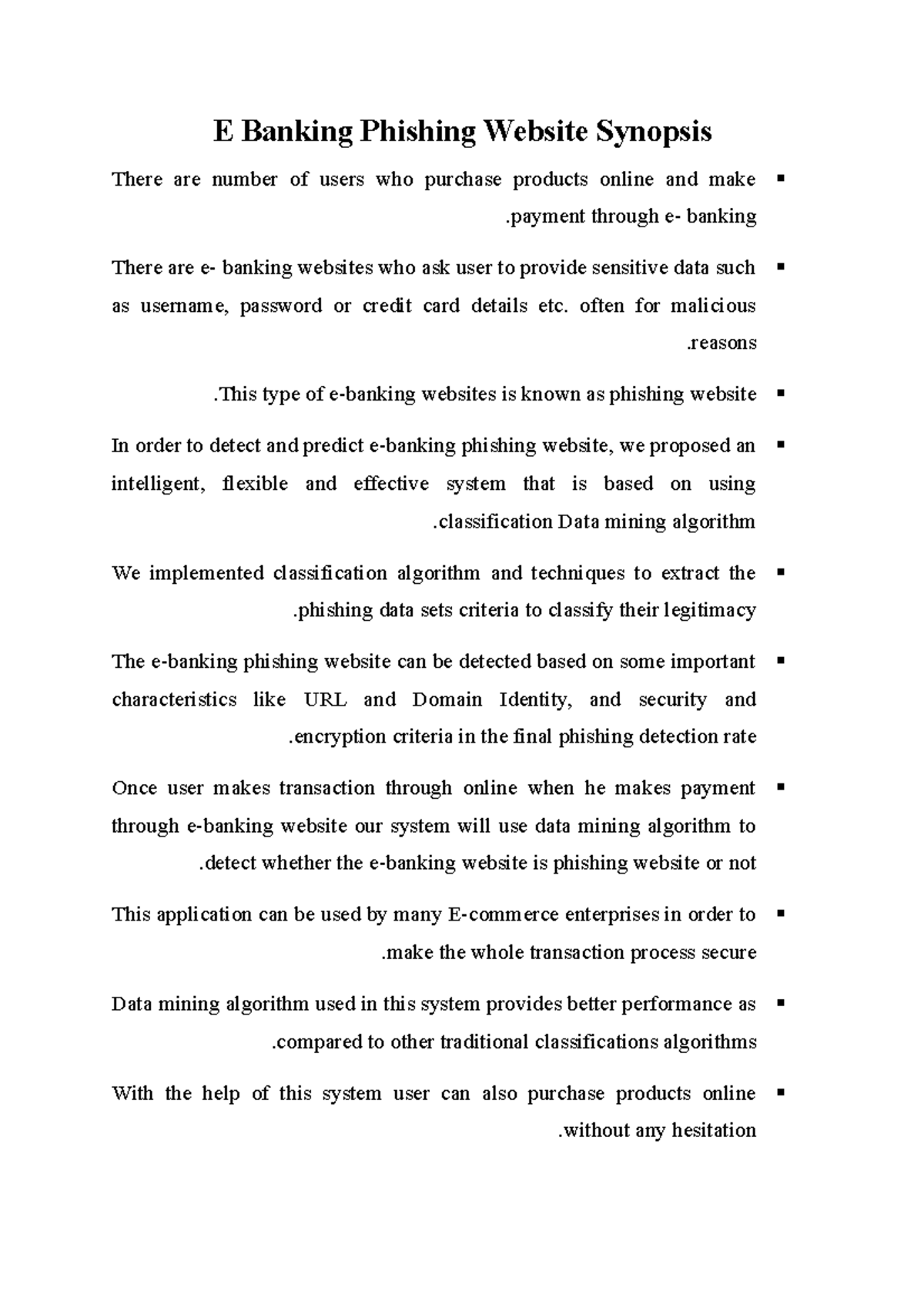 Sw S194 - Abc - E Banking Phishing Website Synopsis There are number of ...