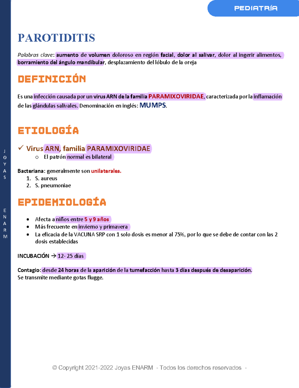 15. Parotiditis - Pediatría - © Copyright 2021-2022 Joyas ENARM - Todos ...