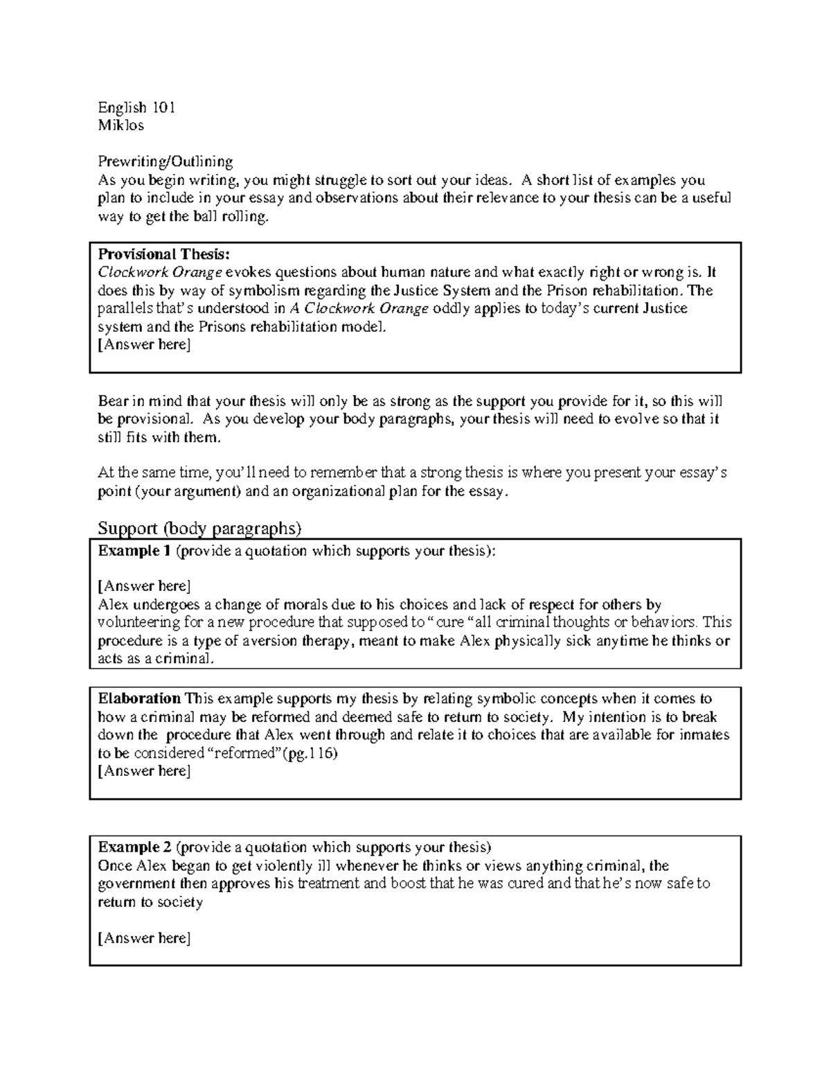 Prewriting - English 101-Miklos - English 101 Miklos Prewriting ...