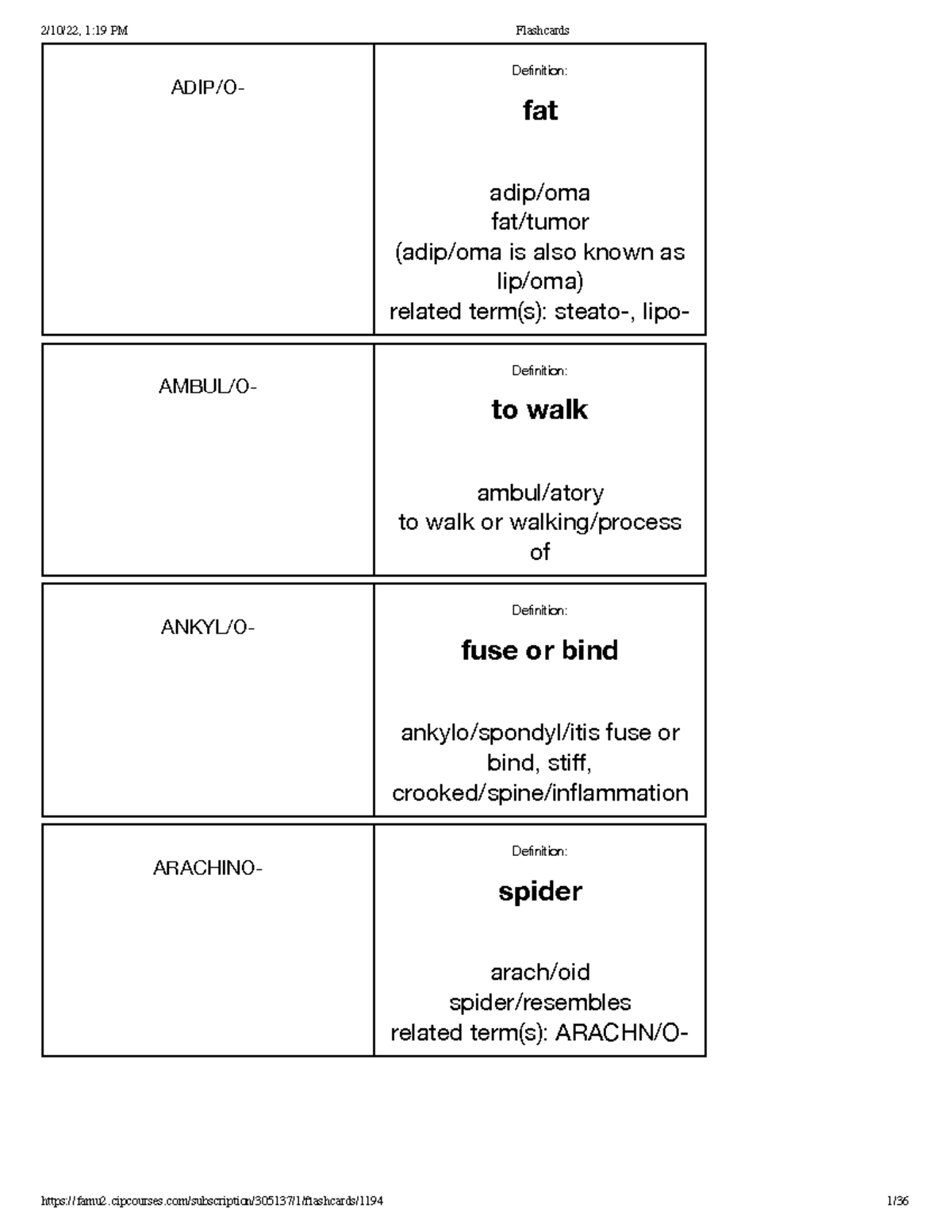 Chapter 6 Flashcards - ADIP/O- Definition: fat adip/oma fat/tumor (adip ...