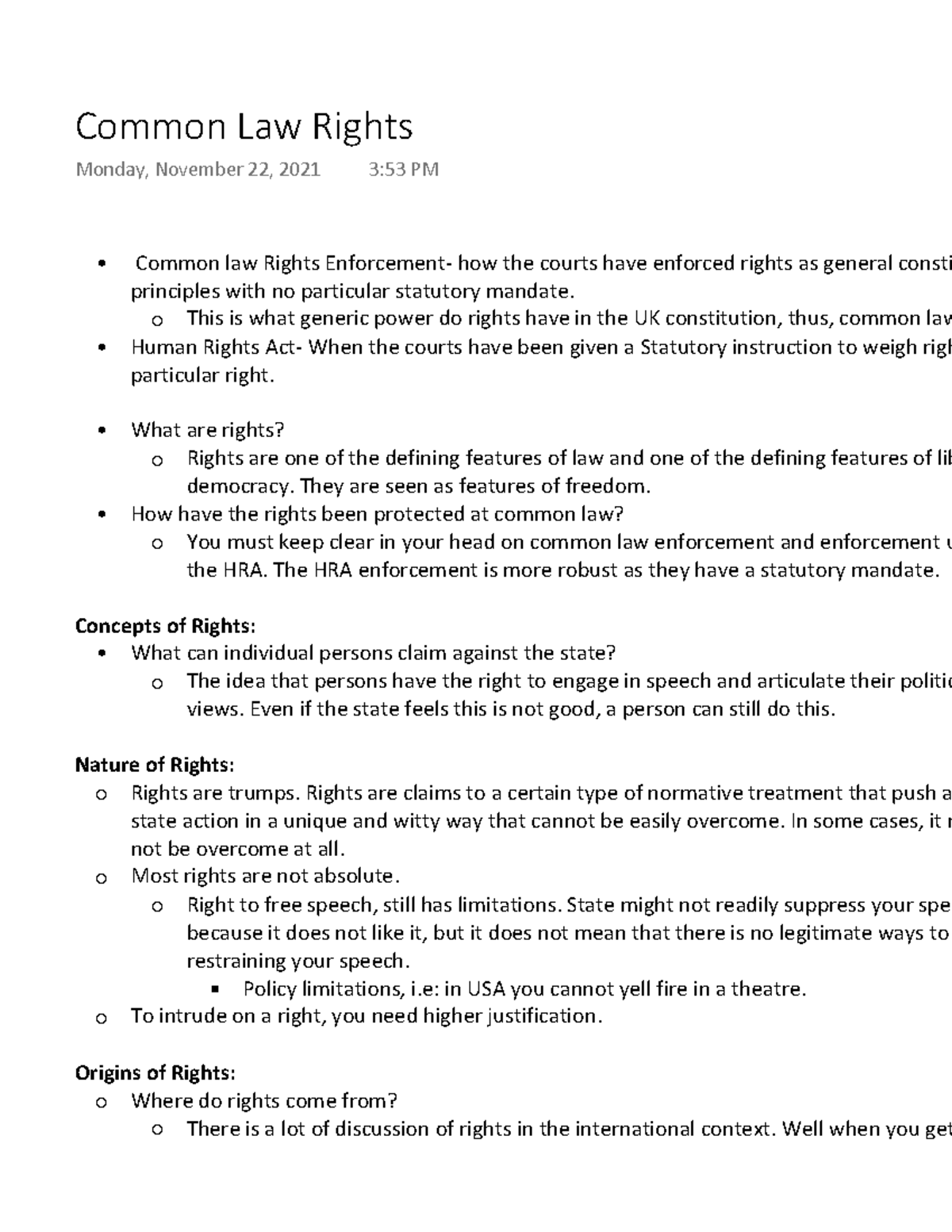 Lecture 8 Common Law Rights - Common law Rights Enforcement- how the ...