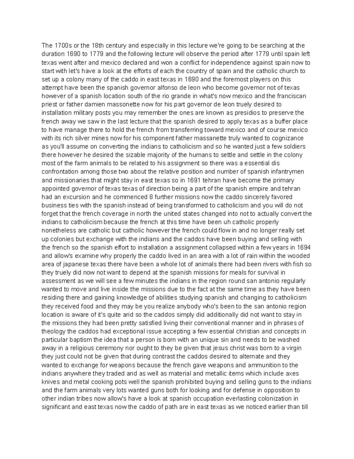 HIST 2301 Spanish Texas 1690 - 1779 - The 1700s or the 18th century and ...