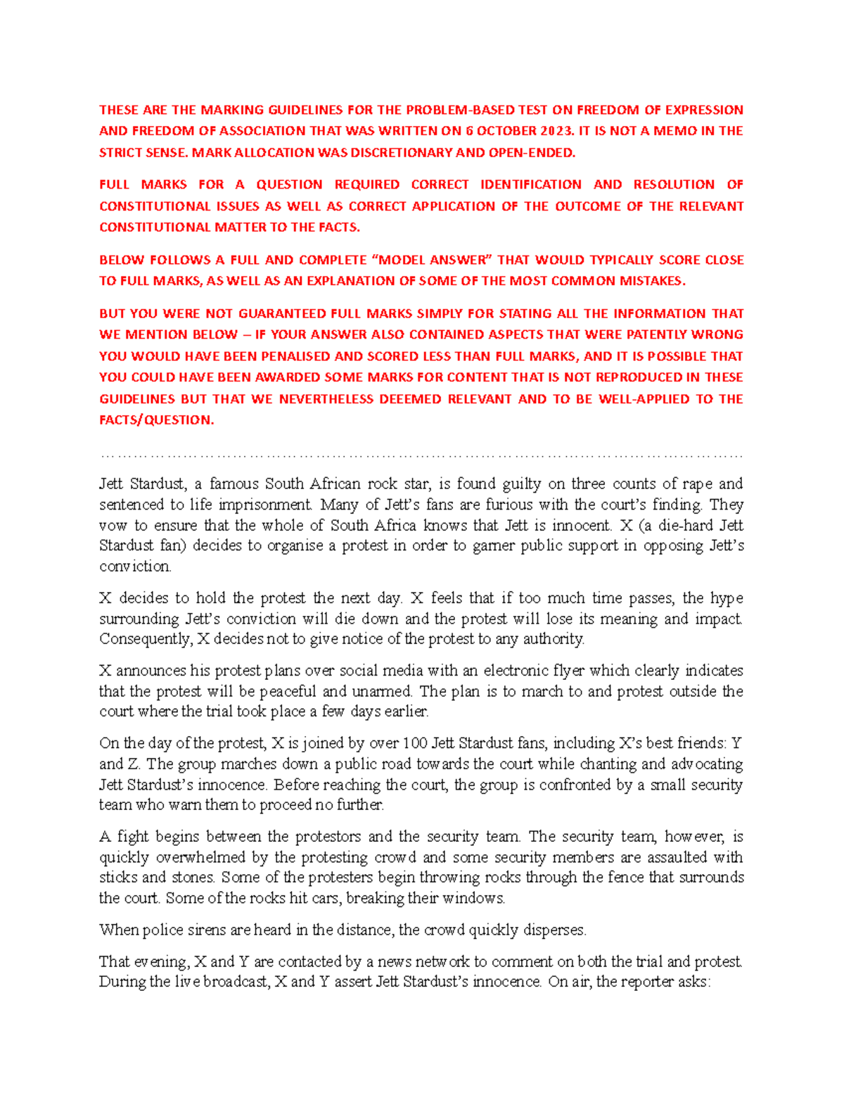 2023 Main expression asssembly test marking guidelines - THESE ARE THE ...