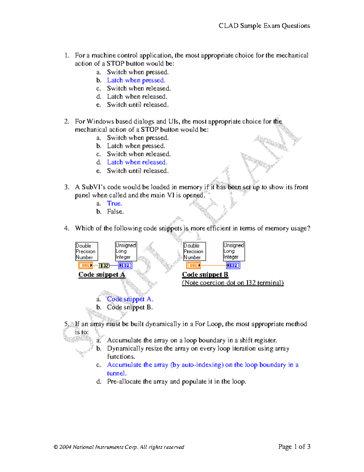 CLAD Sample Exam-4-EN - Exam questions with answers. - CLAD Sample Exam Questions © 2004 ...