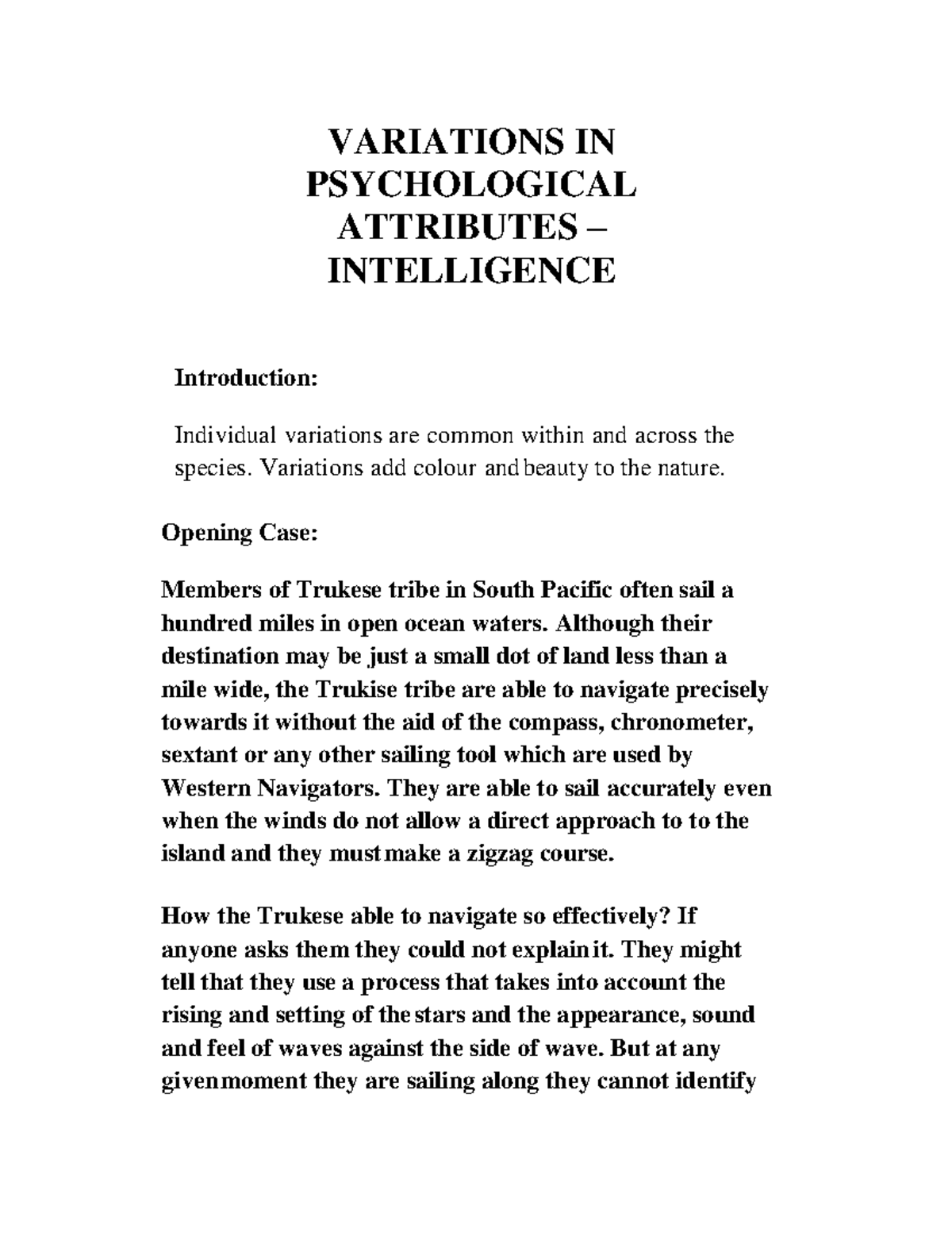 Variations IN Psychological Attributes – Intelligence - VARIATIONS IN ...