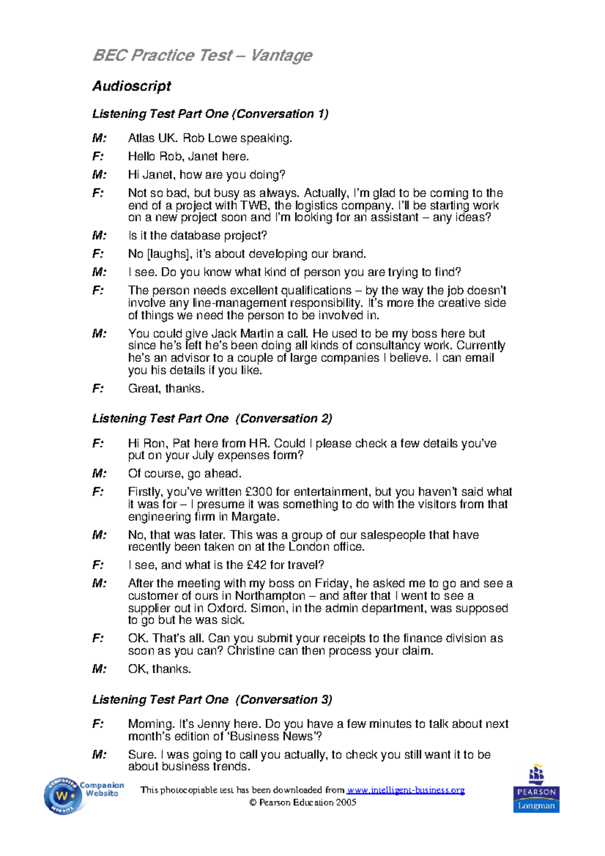 Listening Test Script - This photocopiable test has been downloaded ...