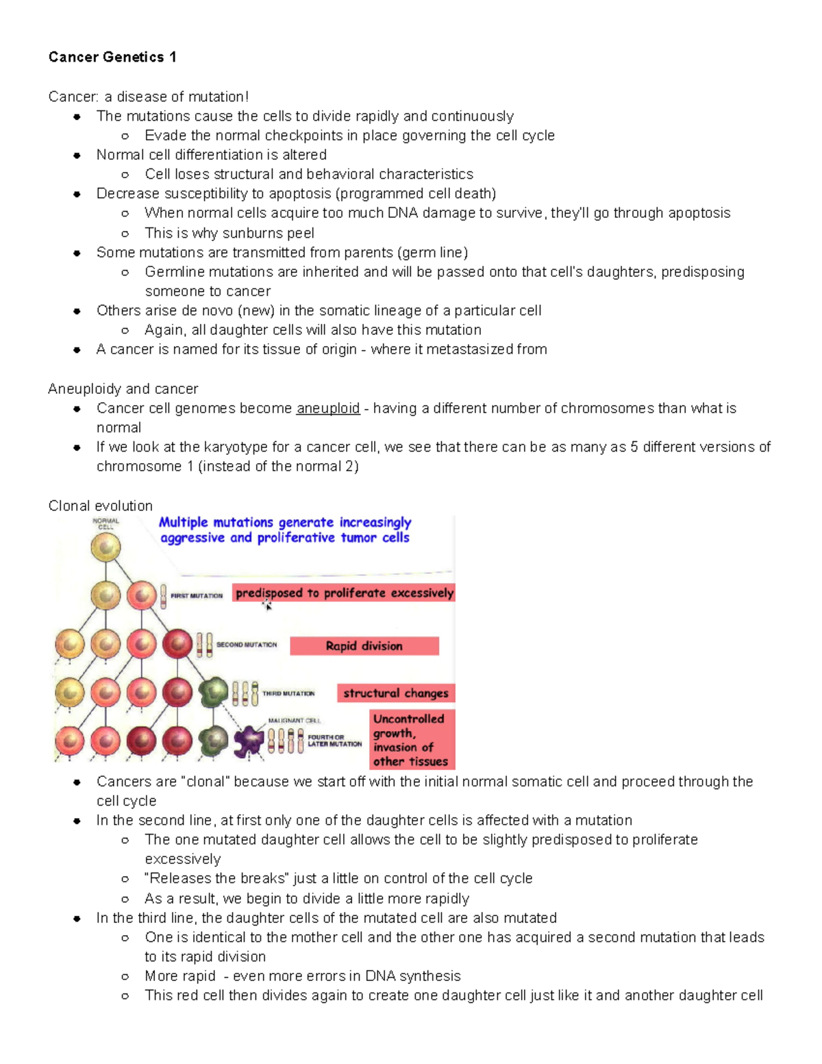 Module 10 Cancer Genetics - Cancer Genetics 1 Cancer: a disease of ...