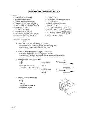 Mechanics of Material Cheat Sheet (Autosaved) - Complete Mechanics of ...