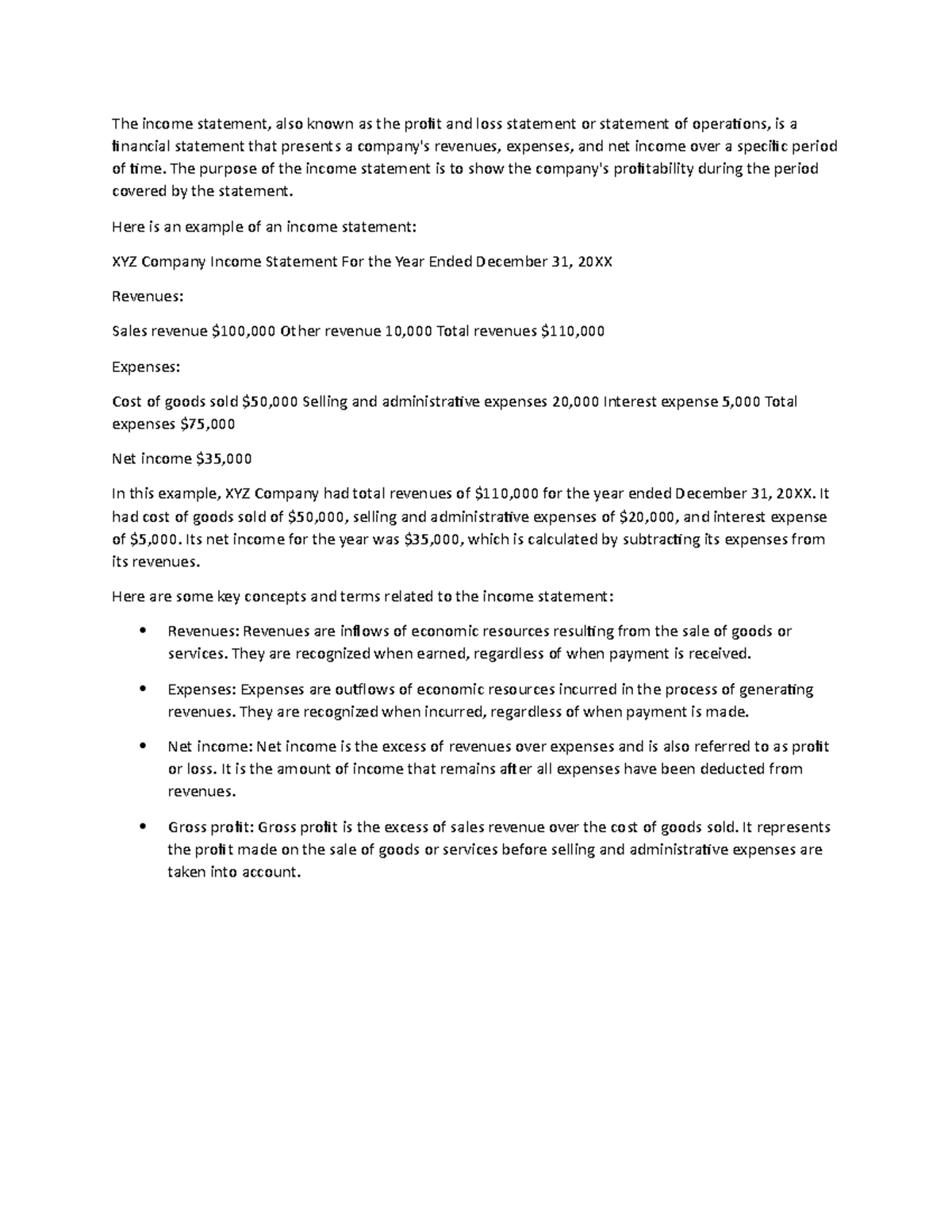 Acct 3 - Accounts payable - The income statement, also known as the ...