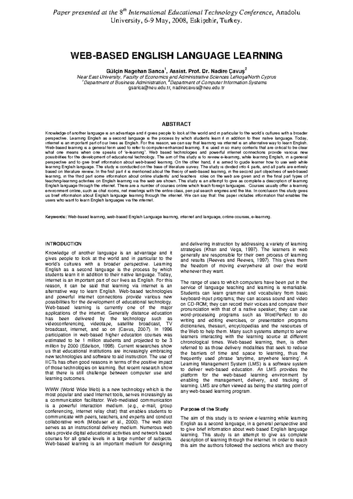 Web Based English Language Learning - Paper presented at the 8 ...