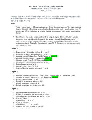 FIN 3334 Chapter 12 13 homework - TROY ONLINE FIN 3334: Financial Statement Analysis Dr. Anand ...