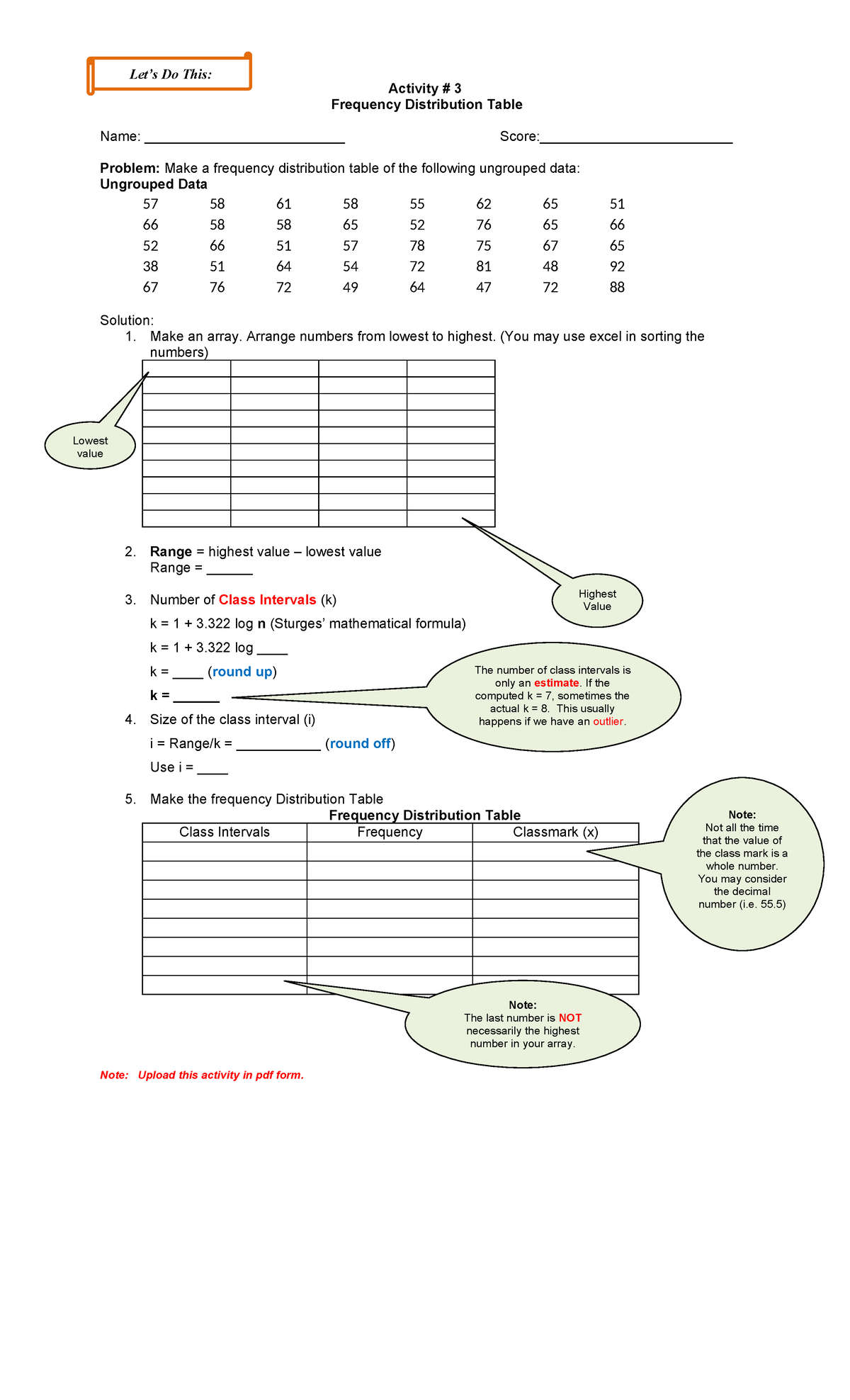 Activity 3 (Frequency Distribution Table) 1st Sem 2021 - Activity # 3 ...