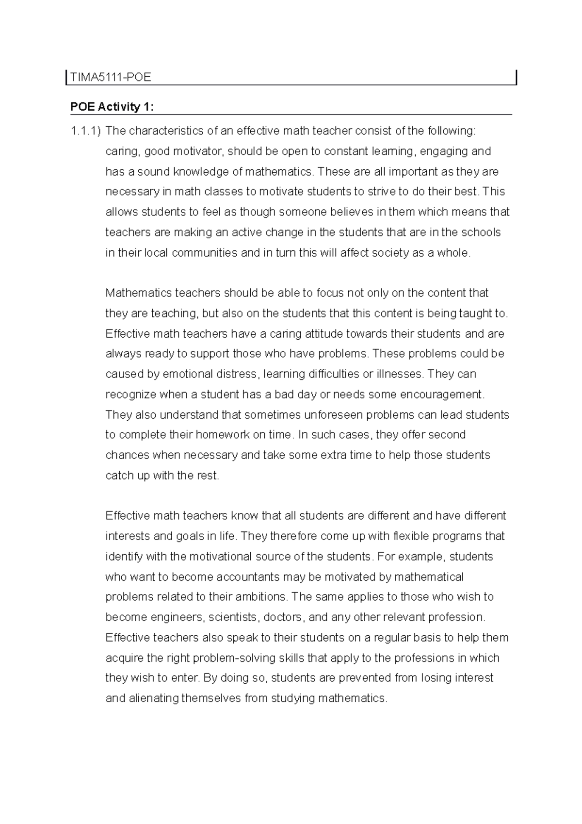 TIMA5111-POE - Overview of teaching strategies made use of when ...