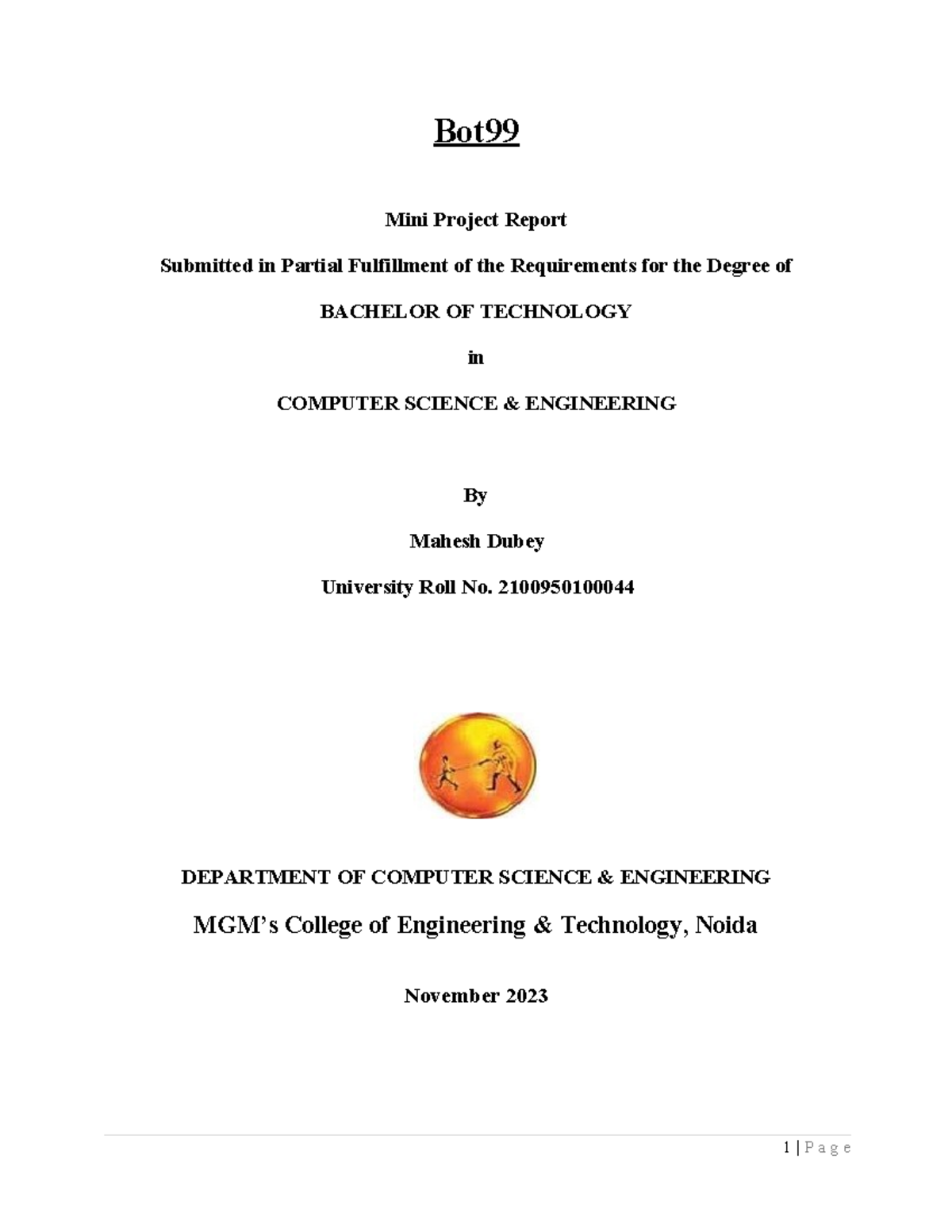 HELP.MINI Project - Bot Mini Project Report Submitted in Partial Fulfillment of the Requirements ...