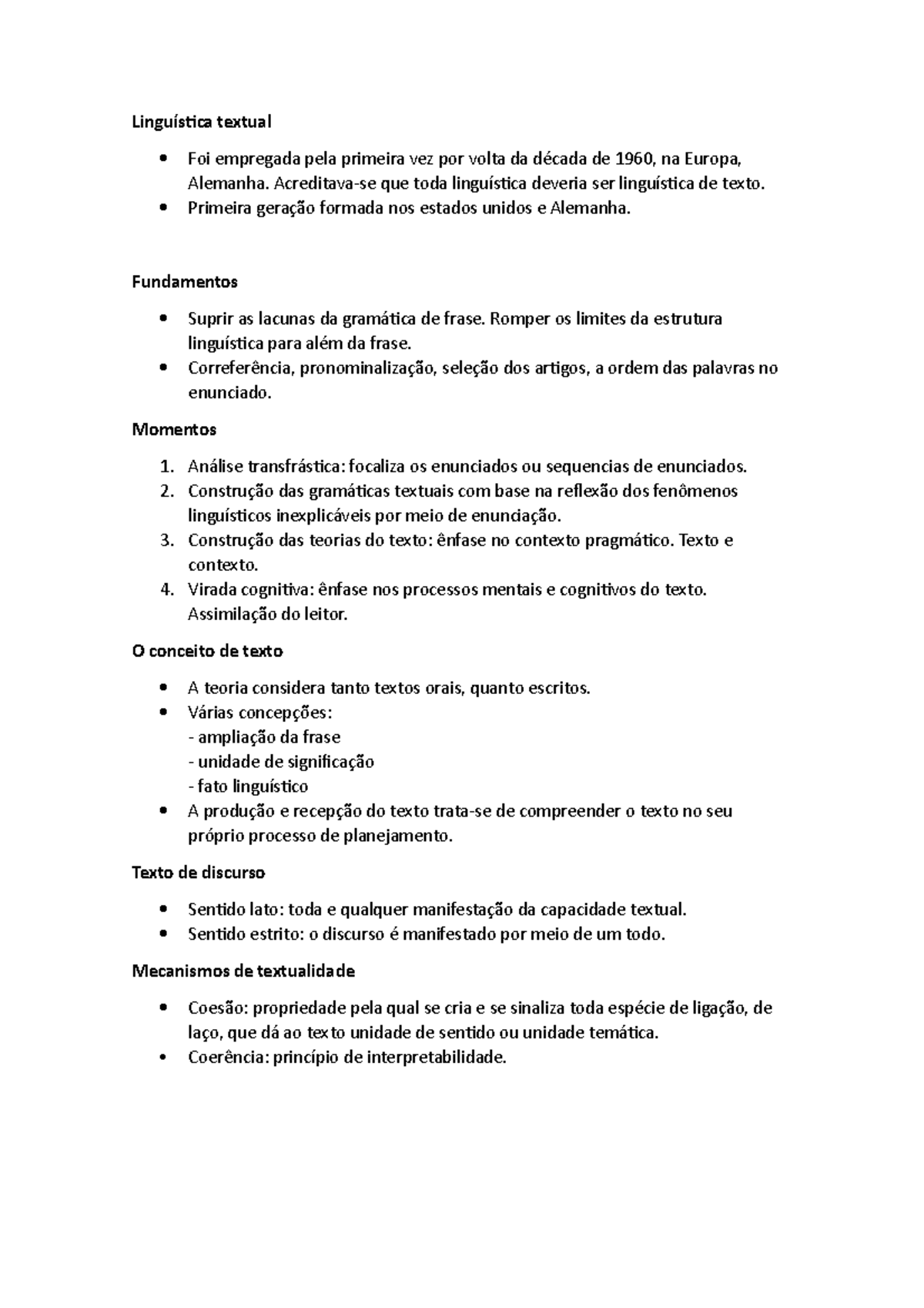 Linguística textual - resumo - textual Foi empregada pela primeira vez ...