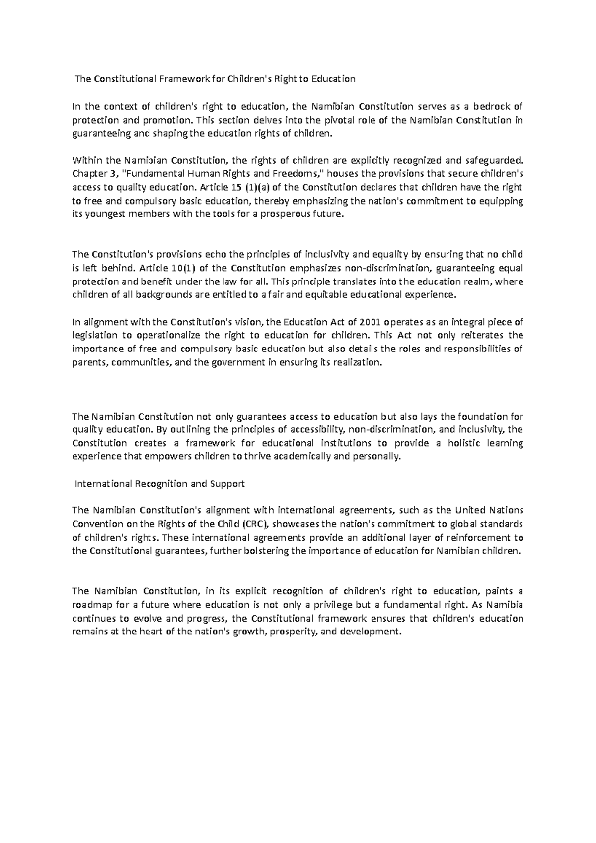 Section 2 Right to Education - The Constitutional Framework for ...