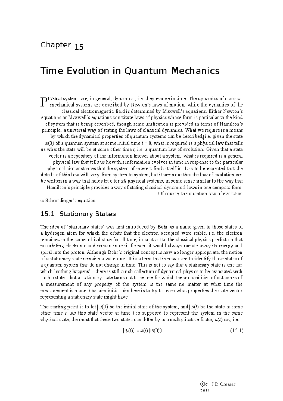 Time Evolution in Quantum Mechanics - Chapter 15 Time Evolution in ...