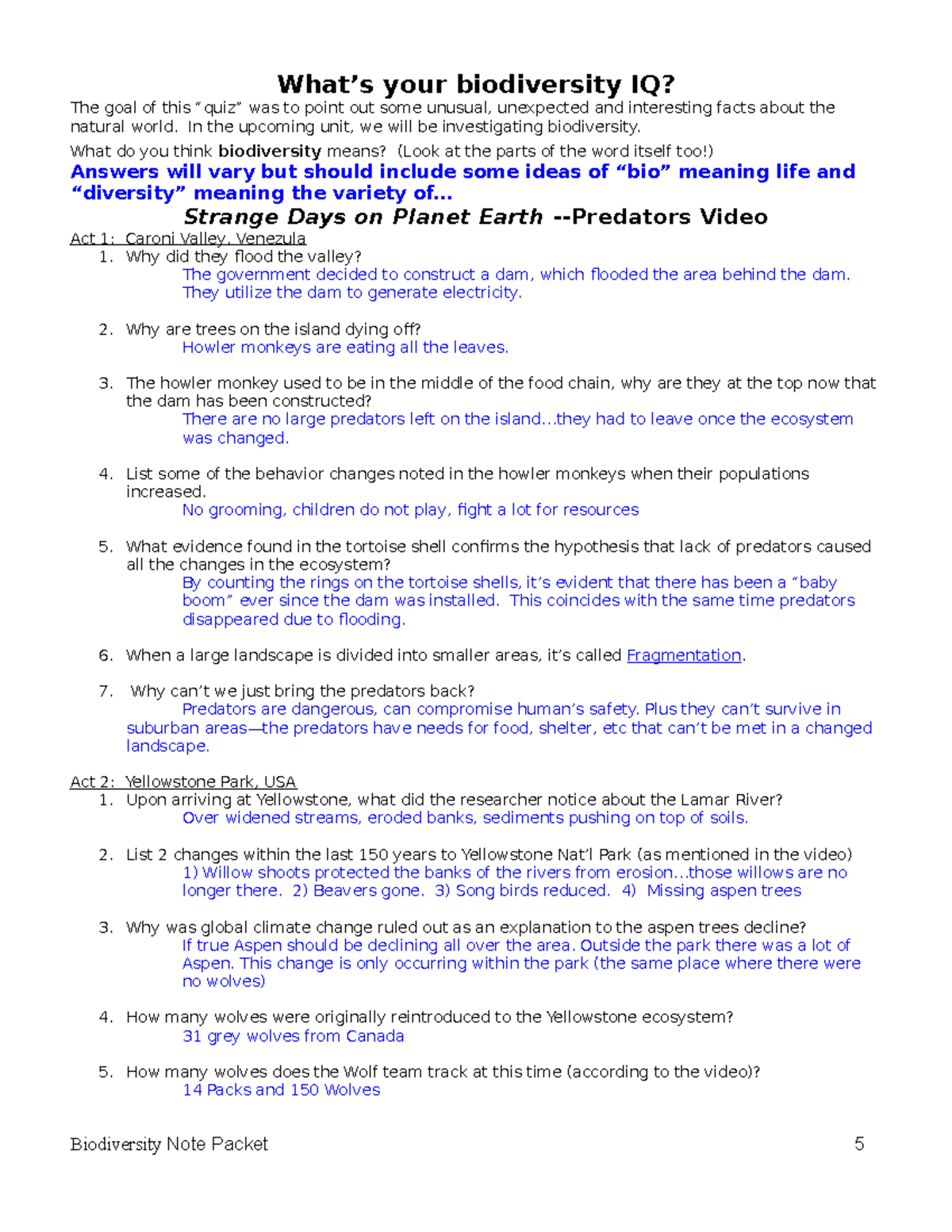 Biodiversity fall 2010 keyupdated - What’s your biodiversity IQ? The ...