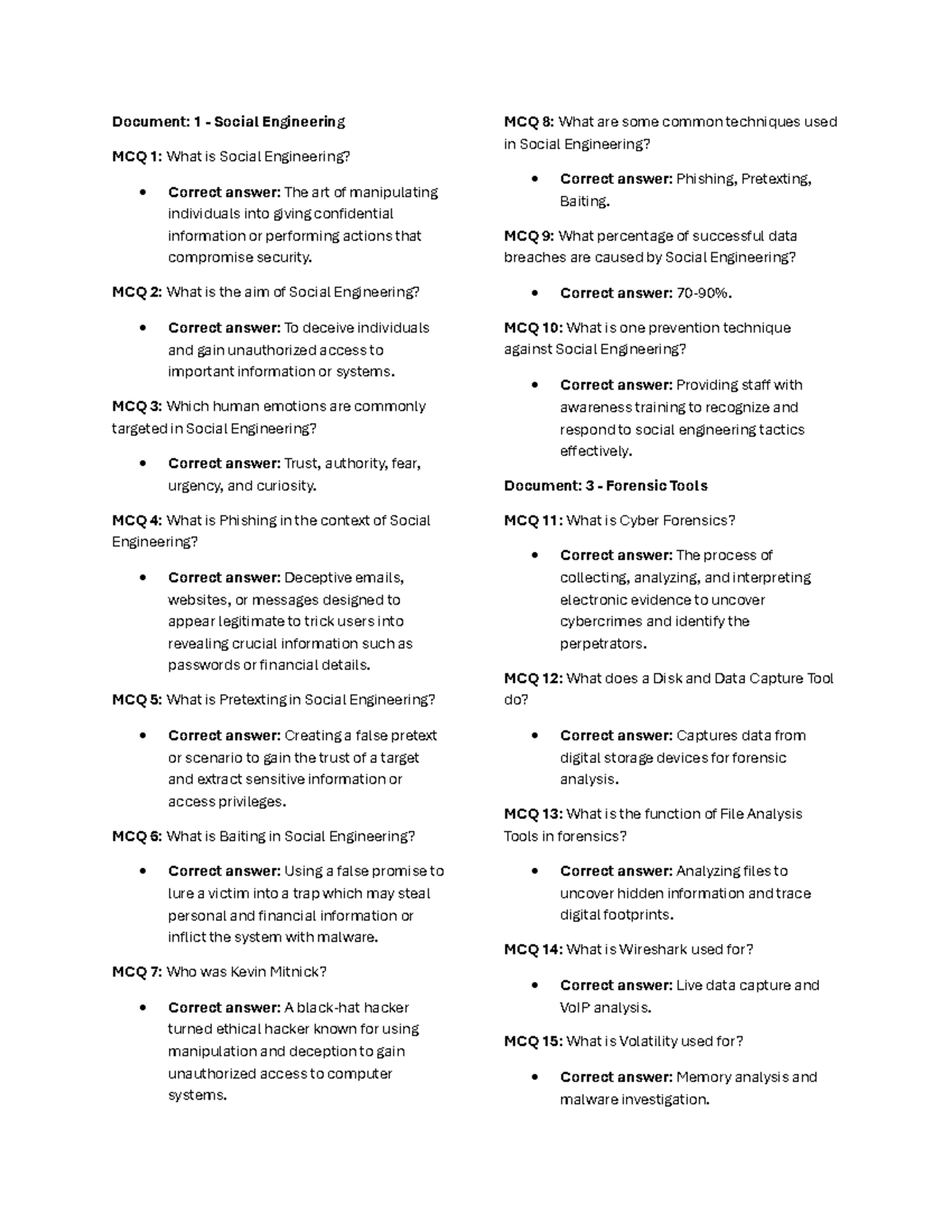 100 MCQS FROM Slides - .... - Document: 1 - Social Engineering MCQ 1 ...