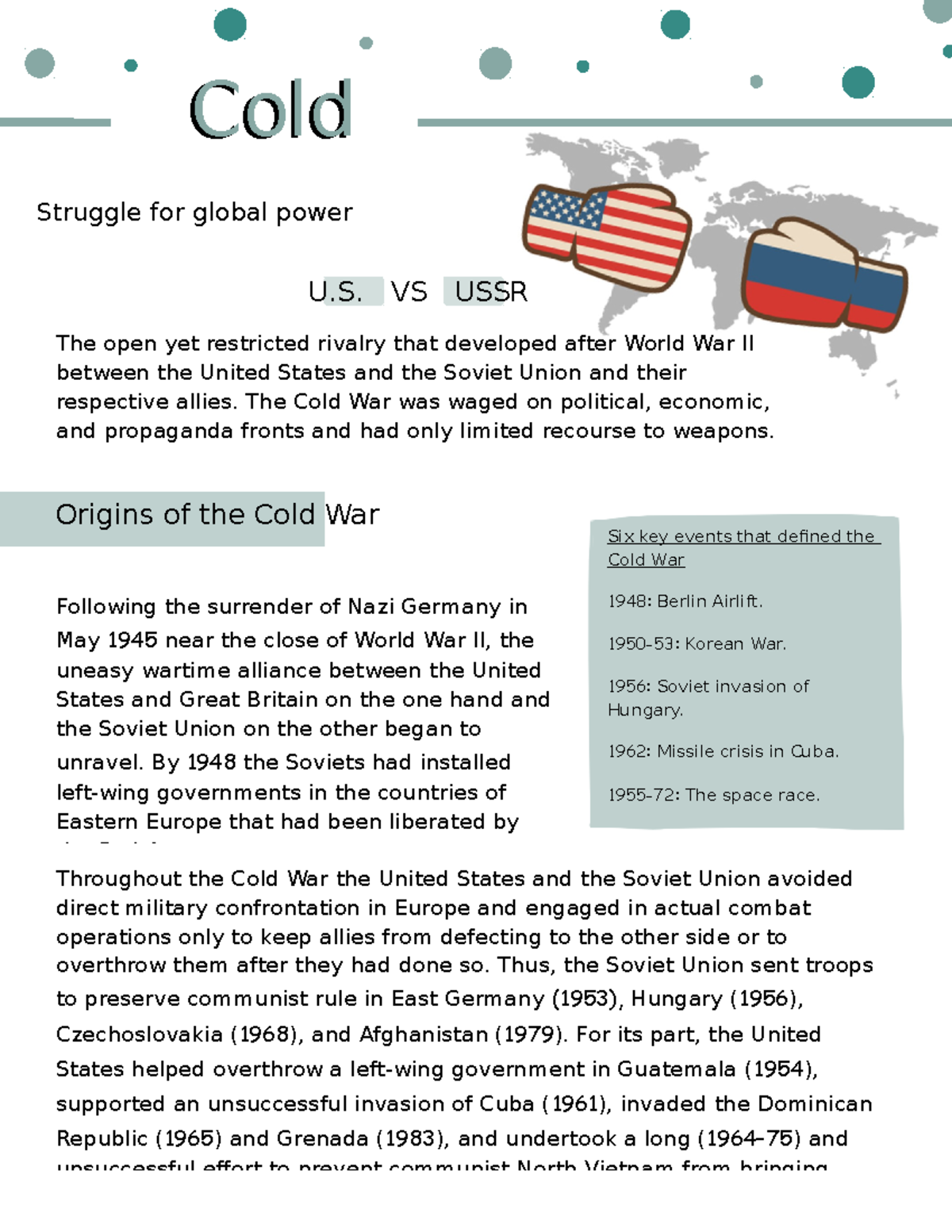 Apunte guerra fria - Throughout the Cold War the United States and the ...
