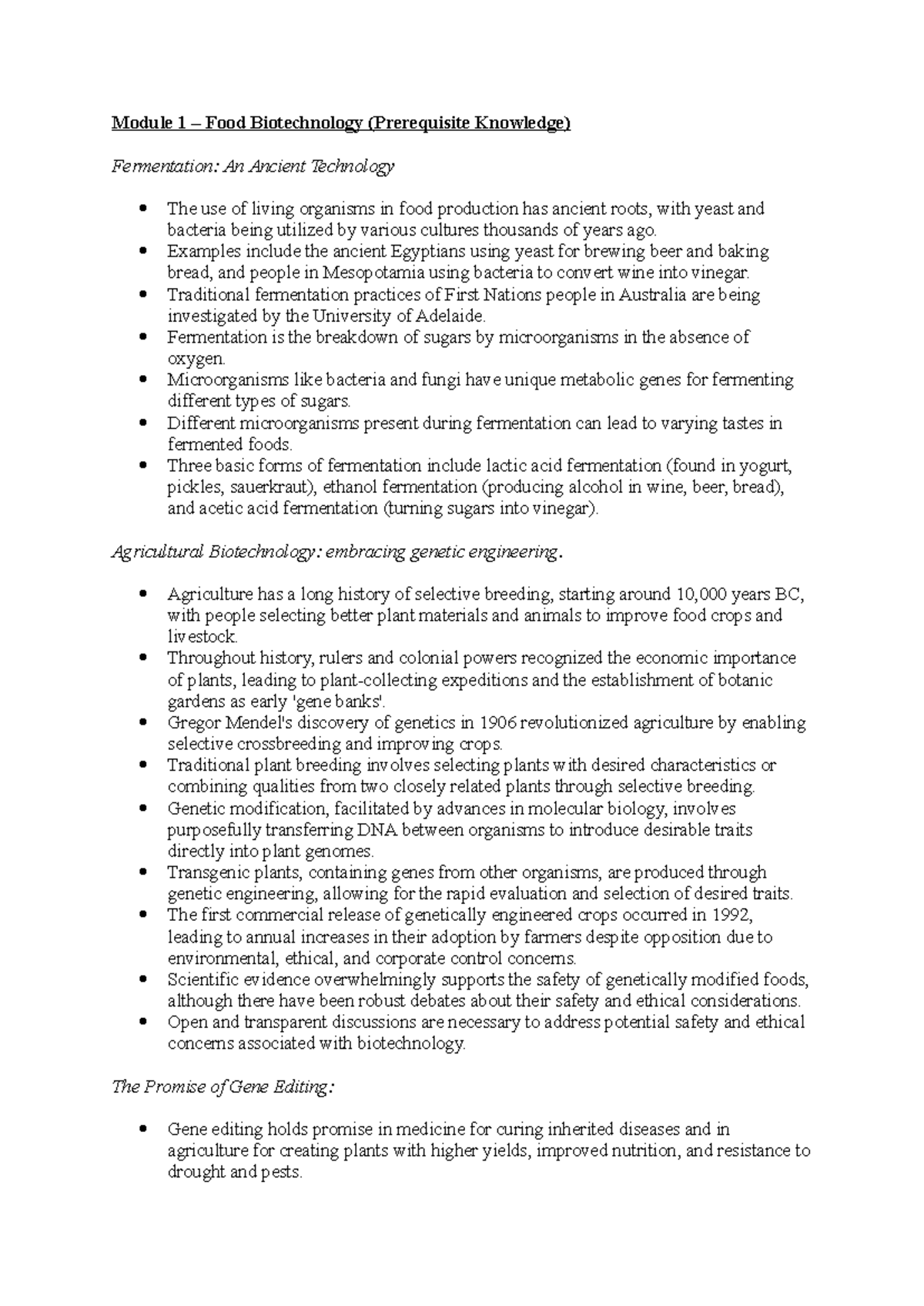 Biotechnology Lecture notes PDF - Module 1 – Food Biotechnology ...