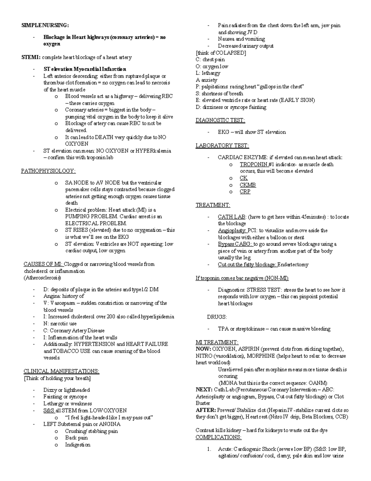 Simplenursing-MI - simple nursing cardiac notes - SIMPLENURSING ...