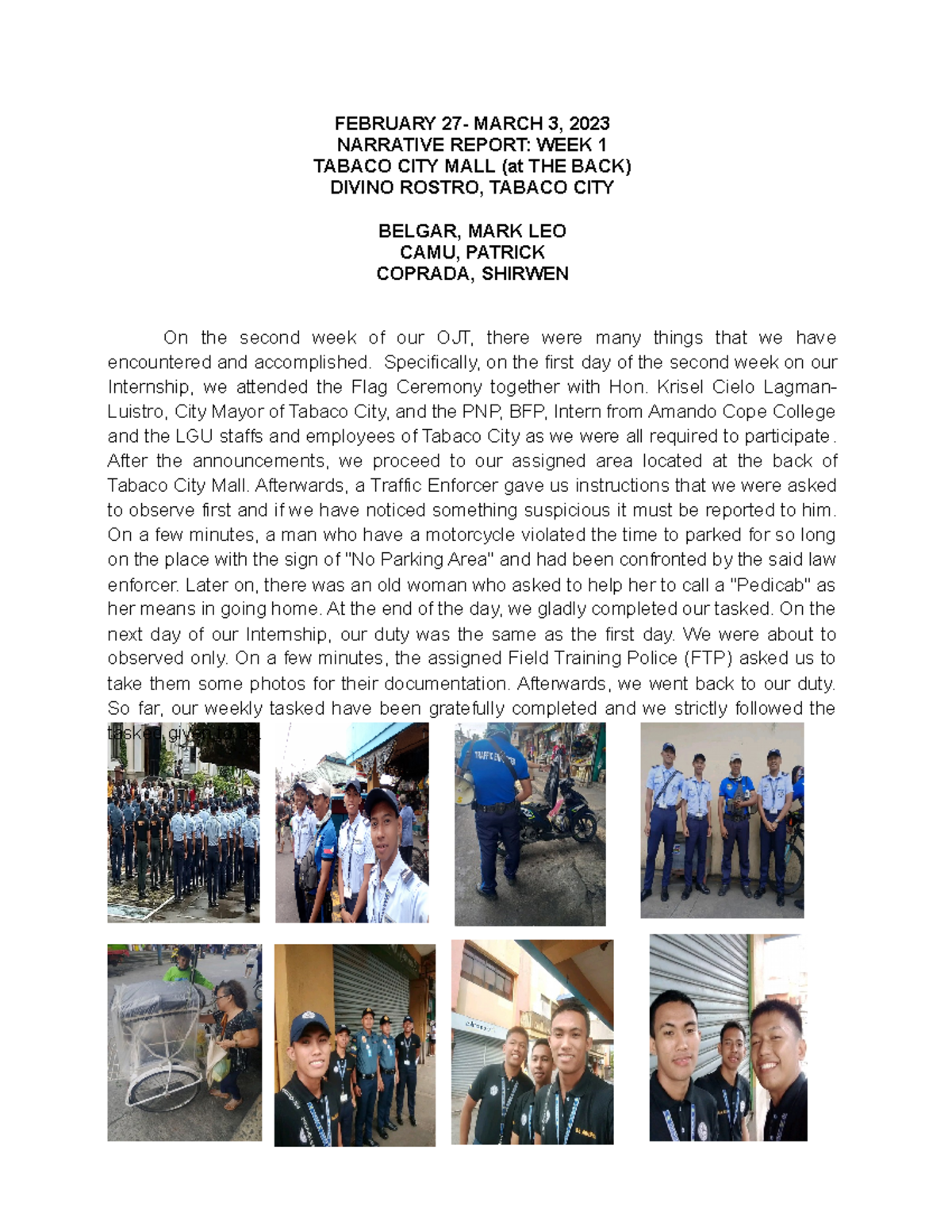 OJT Narrative - You can use it as a notes - FEBRUARY 27- MARCH 3, 2023 ...