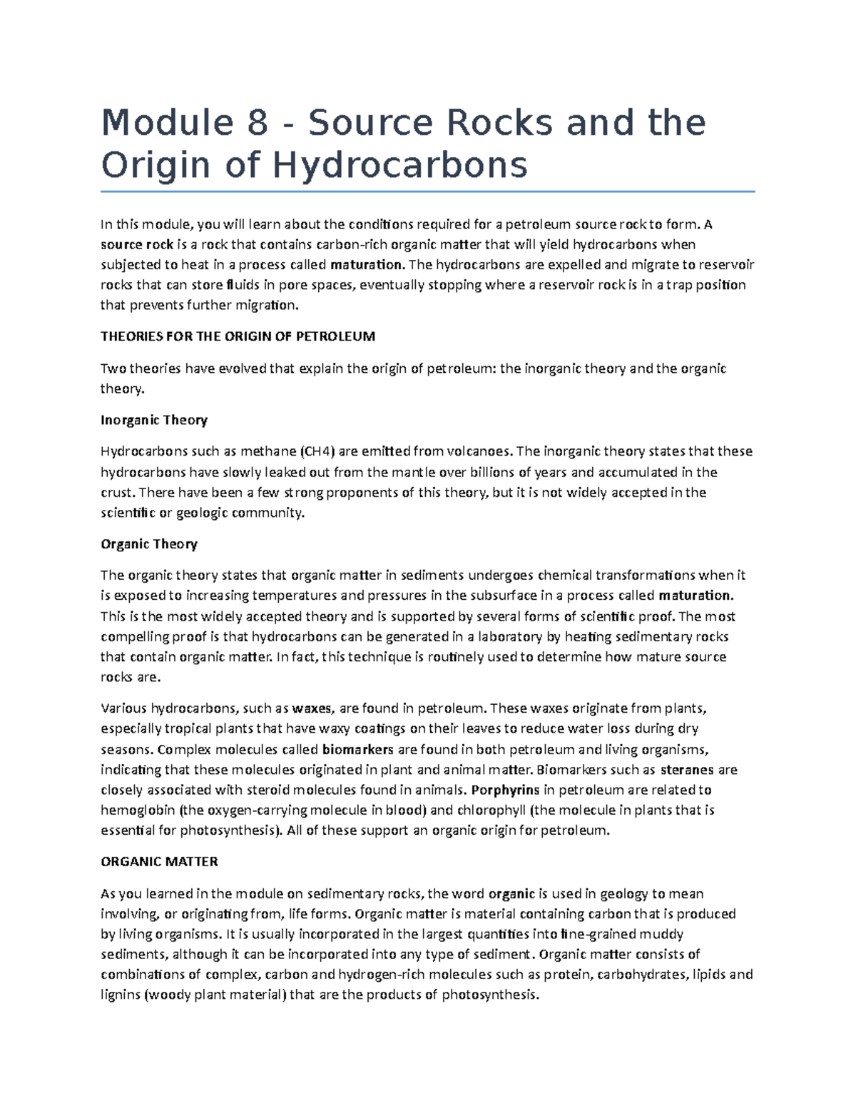 Source Rocks and the Origin of Hydrocarbons - GEOL 203 - SAIT ...