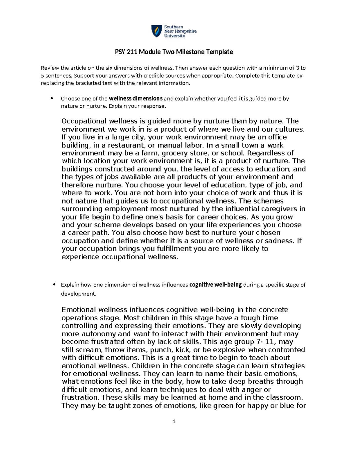 PSY 211 Module Two Milestone - Then answer each question with a minimum ...