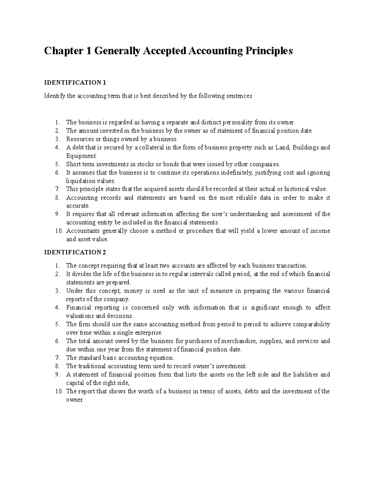 Generally Accepted Accounting Principles - Chapter 1 Generally Accepted ...