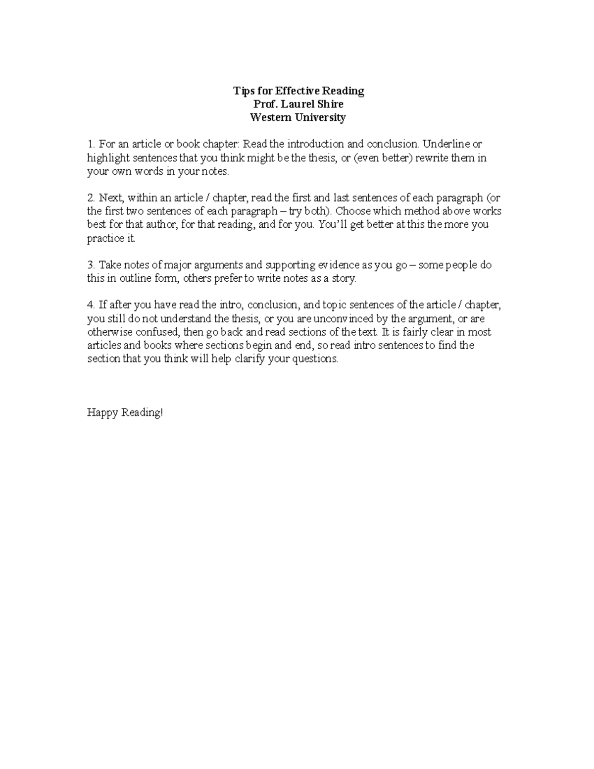 How+to+Read - How to read - Tips for Effective Reading Prof. Laurel ...