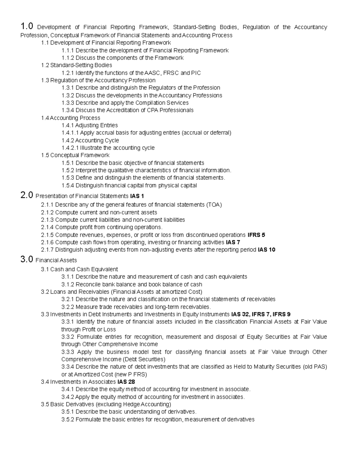 FAR 2019 Syllabus - 1 Development of Financial Reporting Framework ...