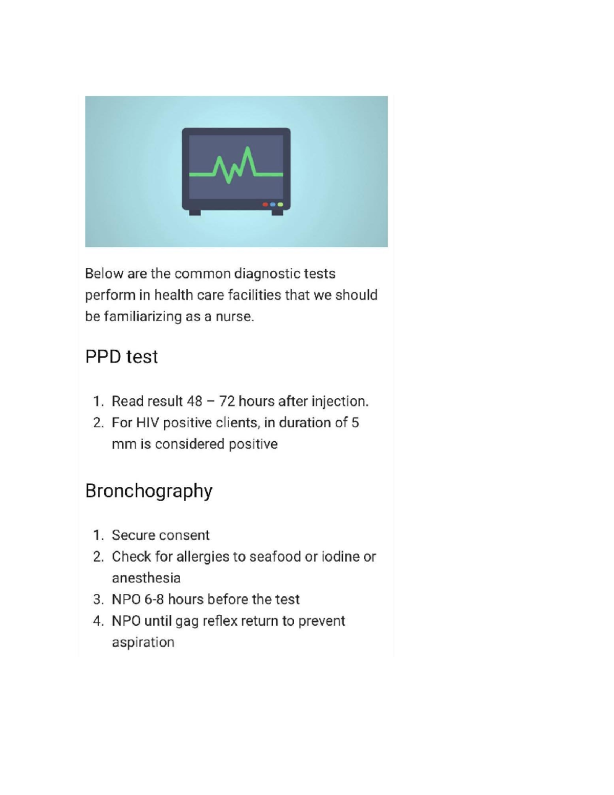 Diagnostic reviewer - study - Below are the common diagnostic tests ...