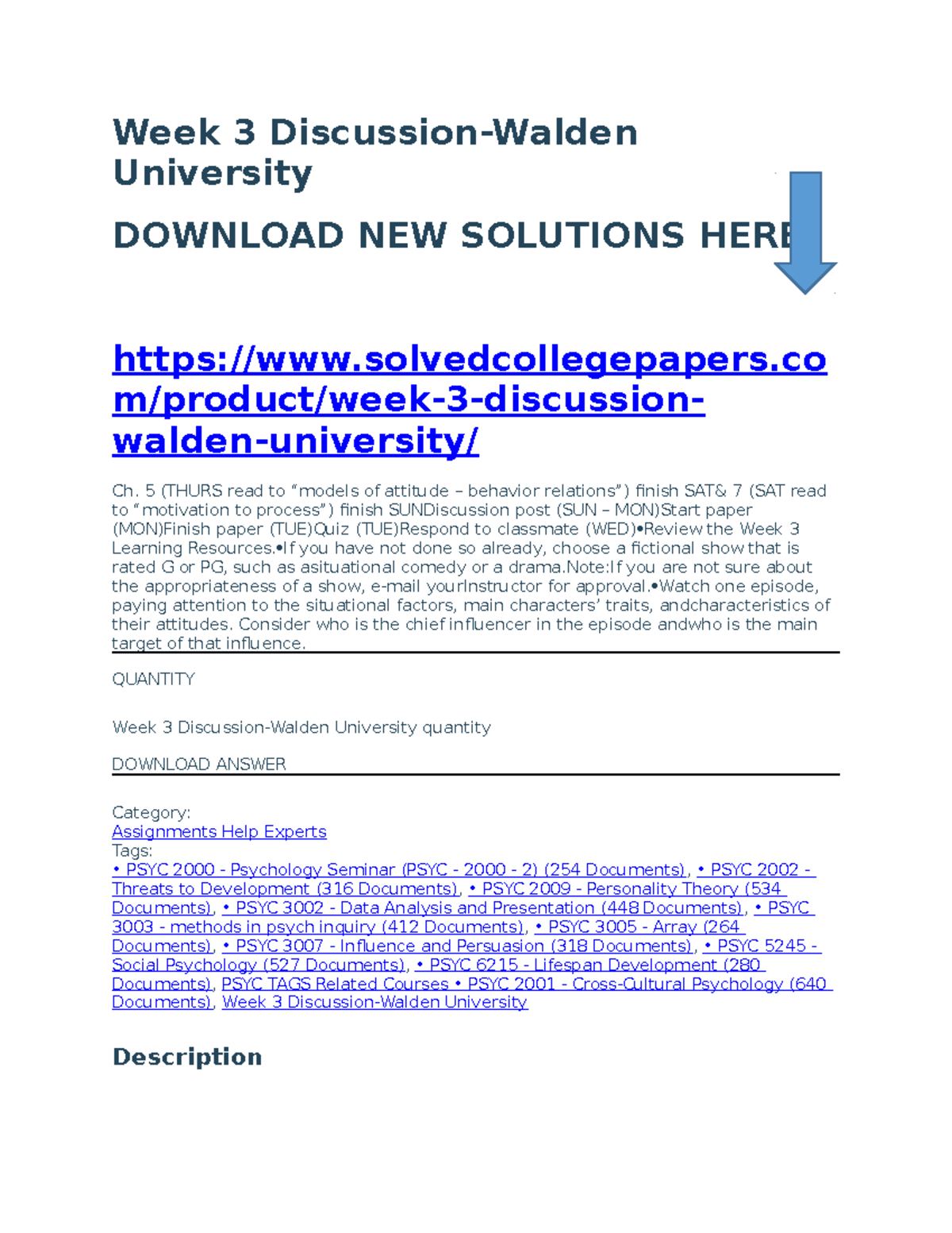 Week 3 Discussion - Week 3 Discussion-Walden University DOWNLOAD NEW ...