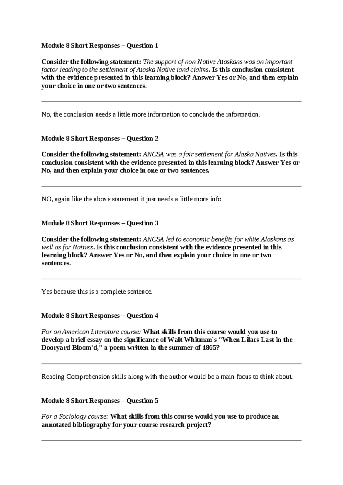 Module 8 short responses - Module 8 Short Responses – Question 1 ...
