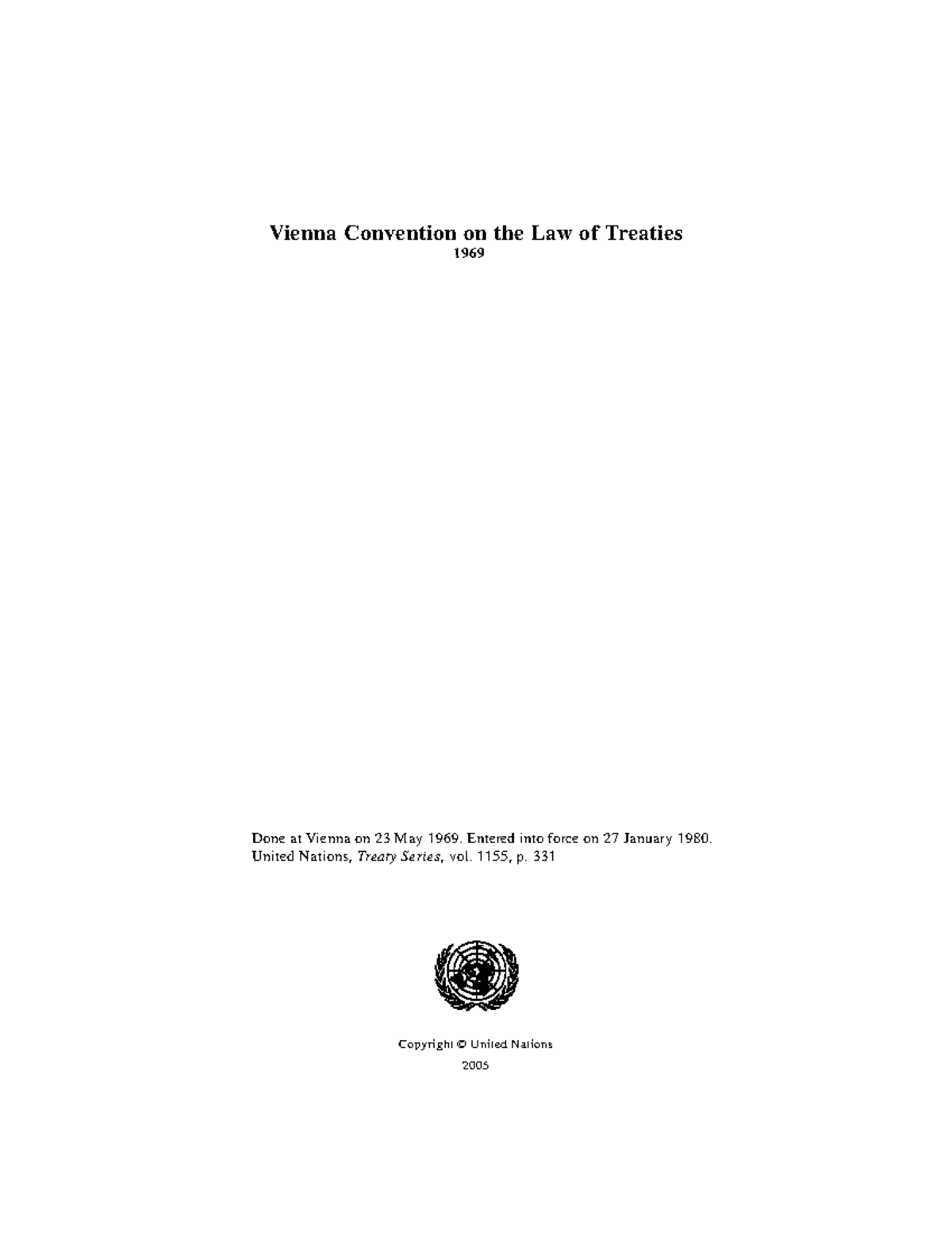VCLT - VCLT fuld - Vienna Convention on the Law of Treaties 1969 Done ...