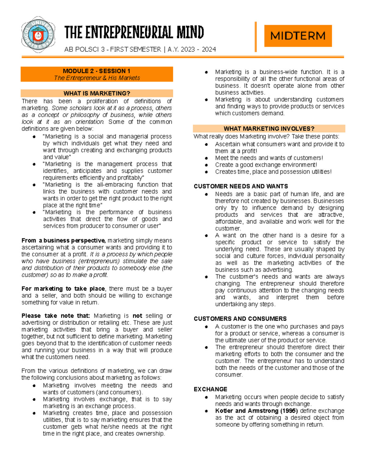 Entrep Module 2 Session 1 - AB POLSCI 3 - FIRST SEMESTER | A. 2023 ...