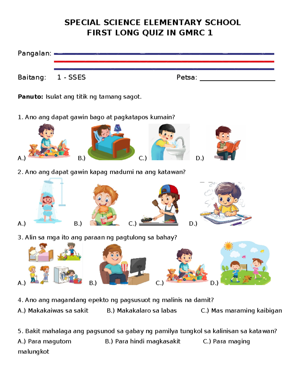 Q2 - Summative # 1 - GMRC - SAMPLE TEST - SPECIAL SCIENCE ELEMENTARY ...
