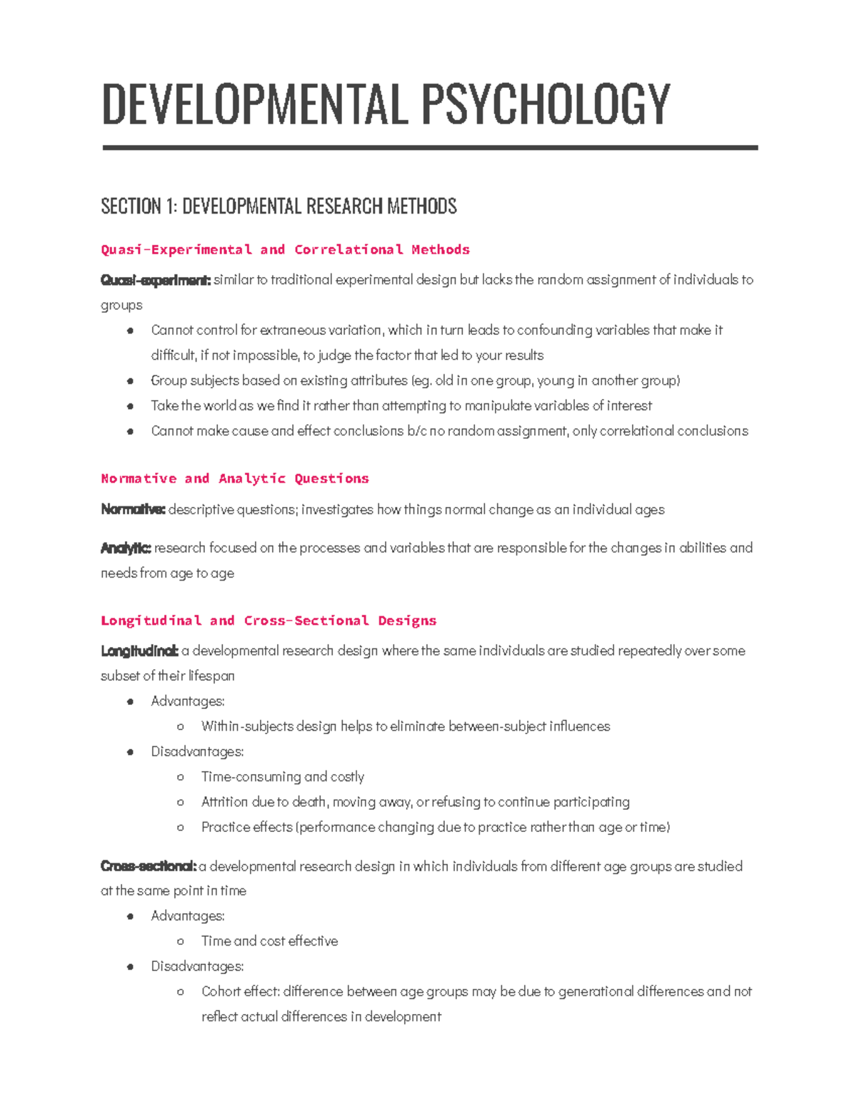 Psych 1XX3 Midterm Notes — Textbook - DEVELOPMENTAL PSYCHOLOGY SECTION ...
