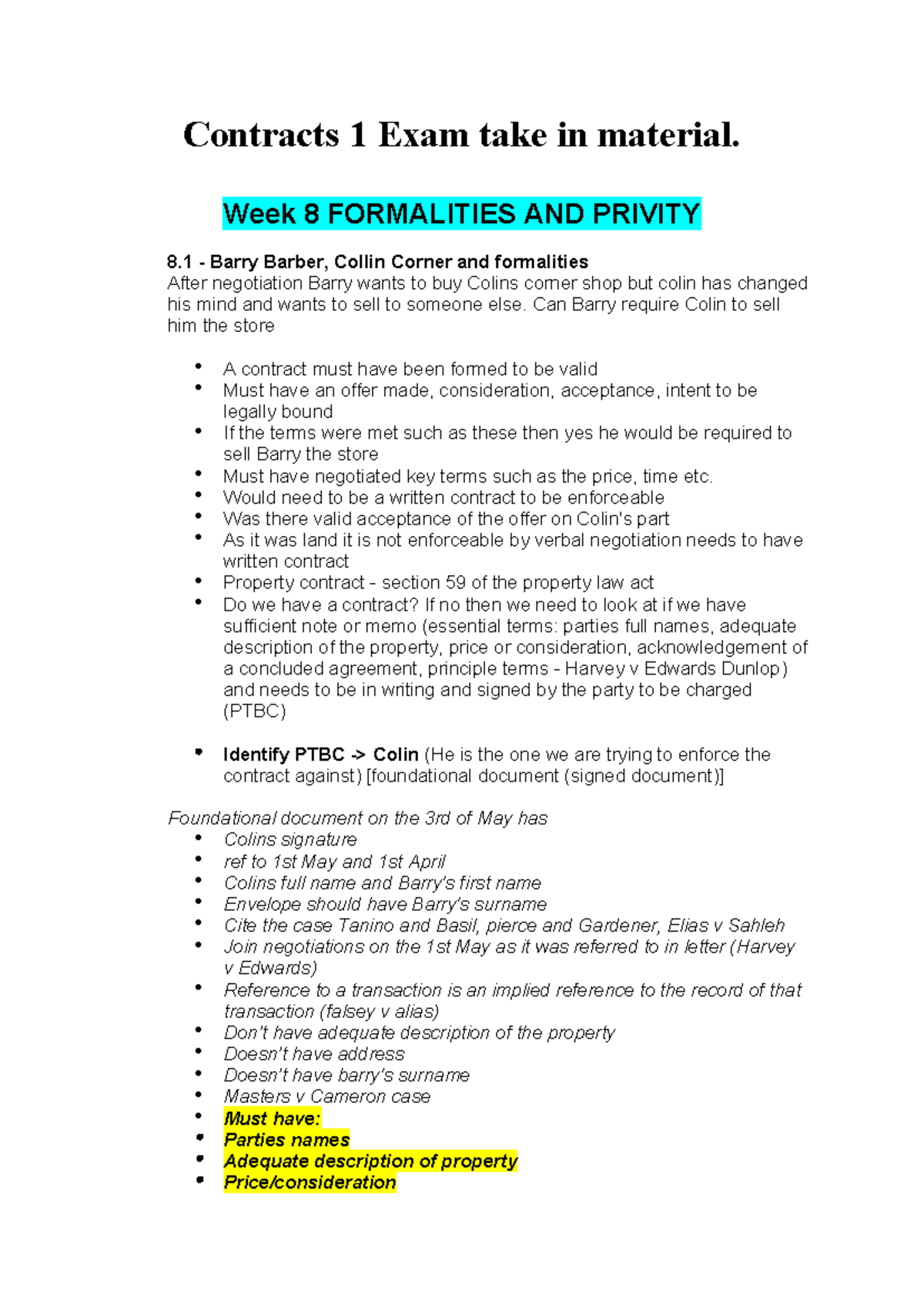 Contracts 1 Exam take in material - Contracts 1 Exam take in material ...
