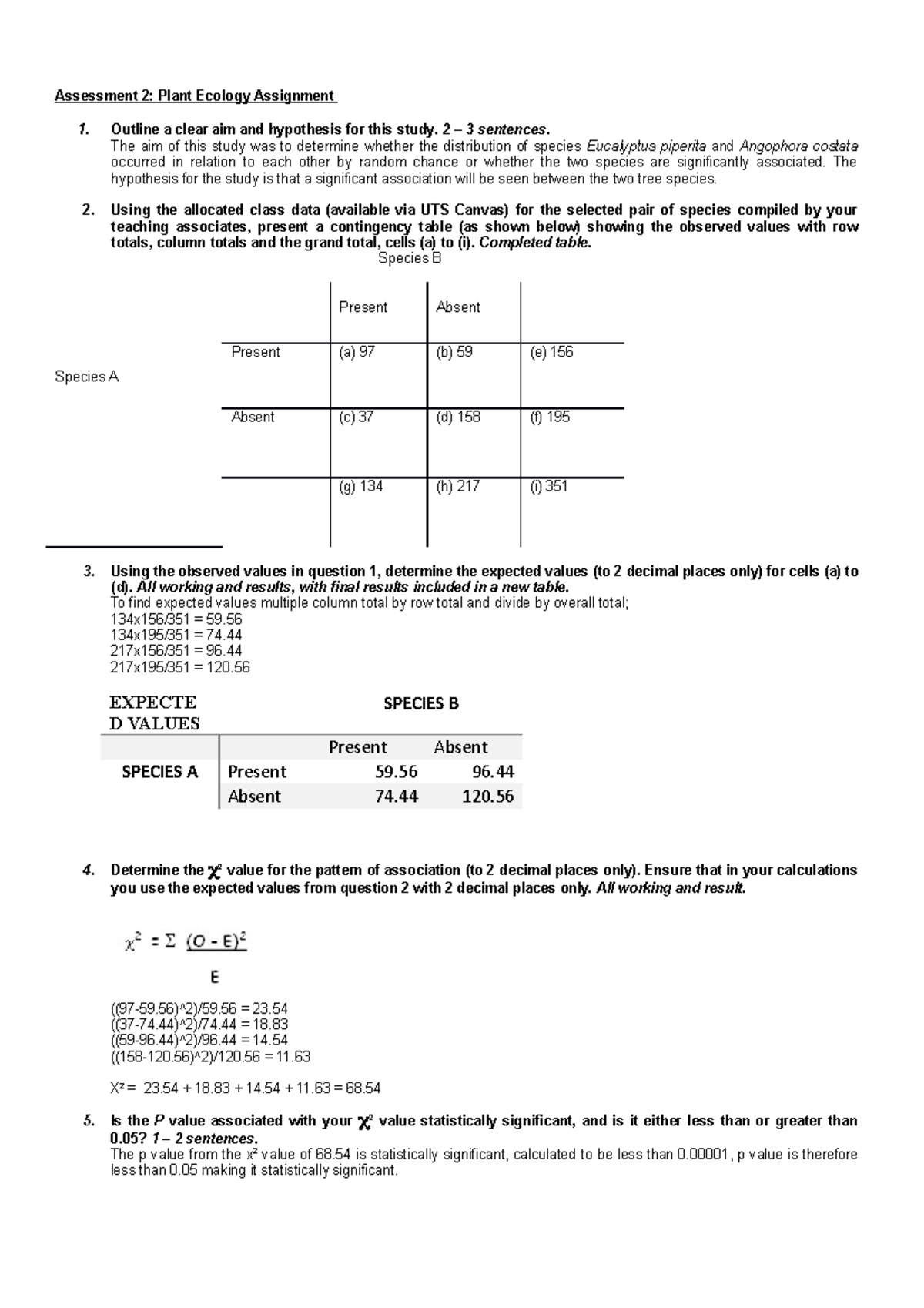 Ecology assessment - statistical methods - 091154 - Studocu