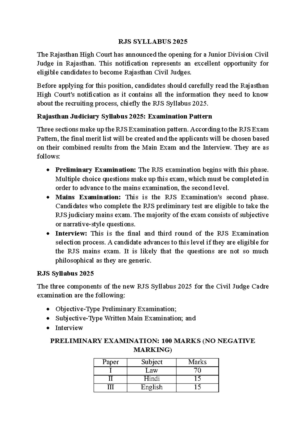 RJS- Syllabus-2025 - Syllabus - RJS SYLLABUS 2025 The Rajasthan High ...