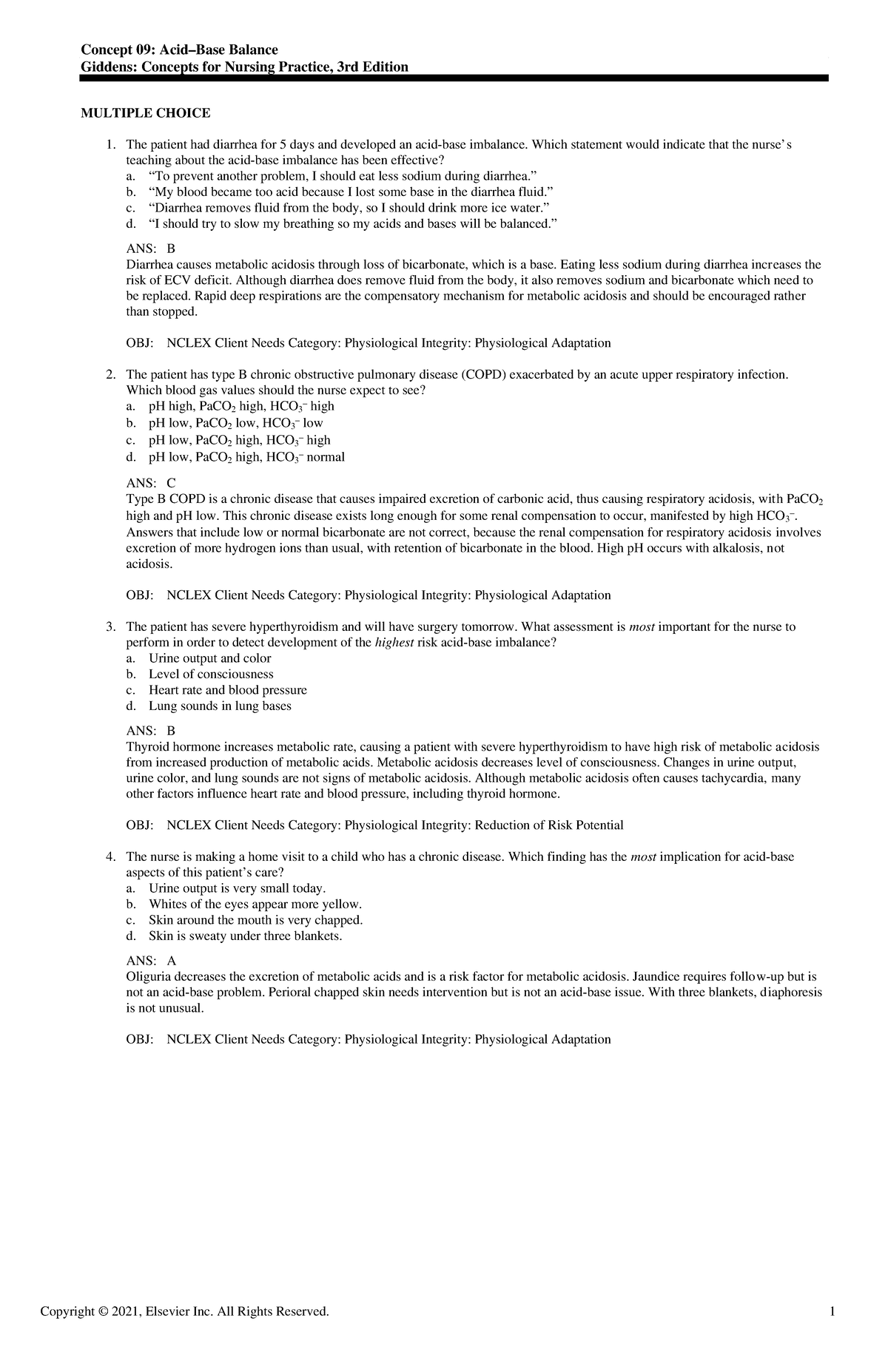 Acid Base Balance - Giddens Book - Copyright © 2021, Elsevier Inc. All ...