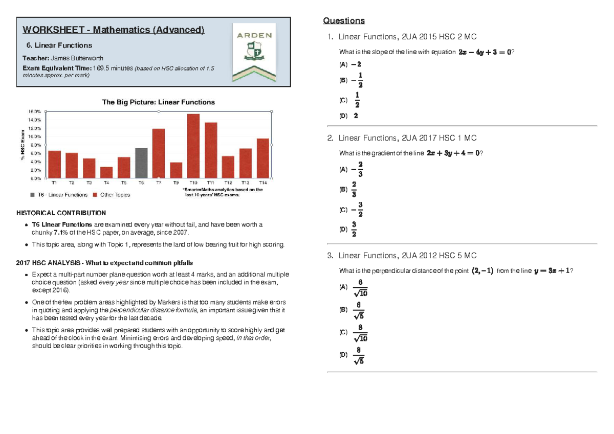 Linear Equations Practice Sheet - WORKSHEET - Mathematics (Advanced) 6 ...