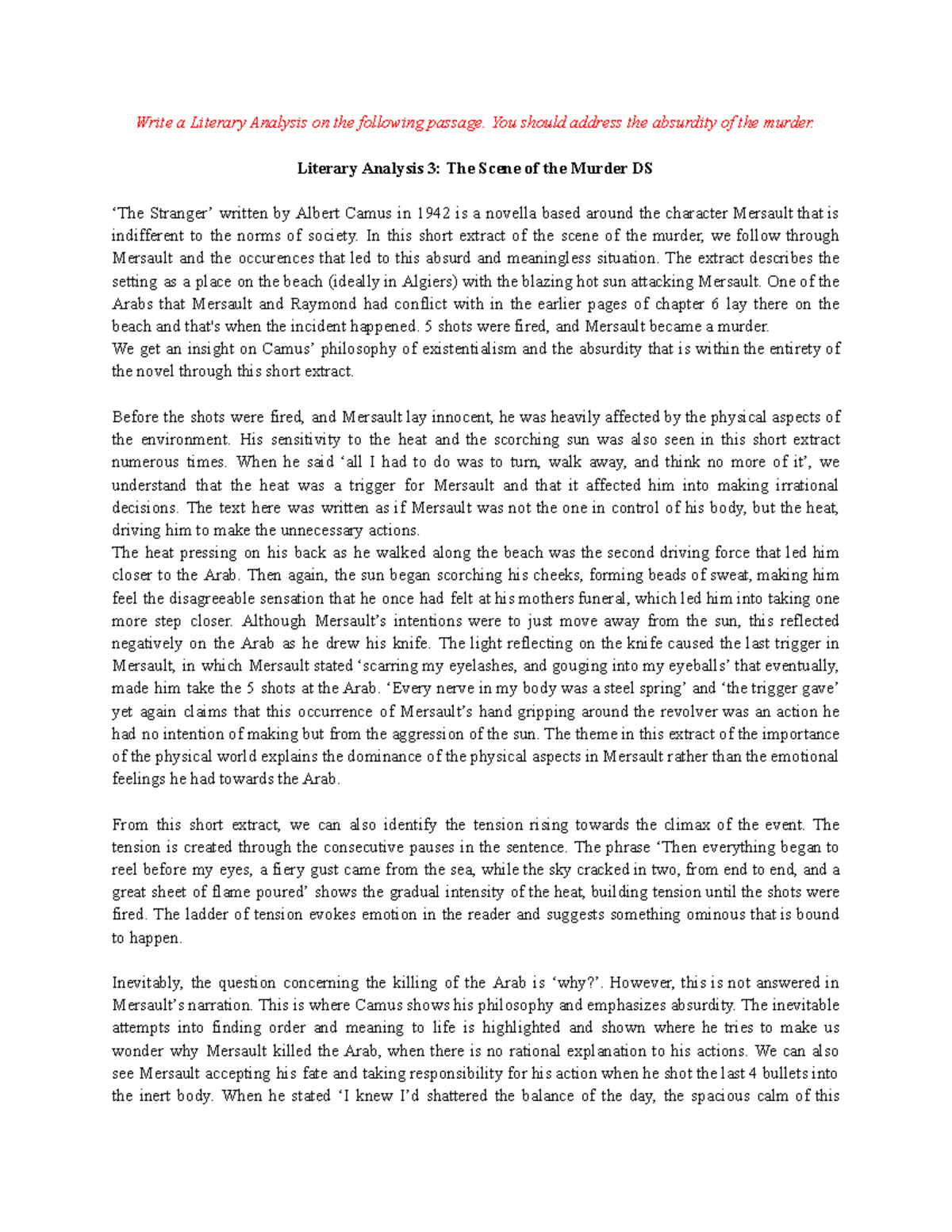 Literary Analysis 3 The Scene of the Murder - Write a Literary Analysis ...