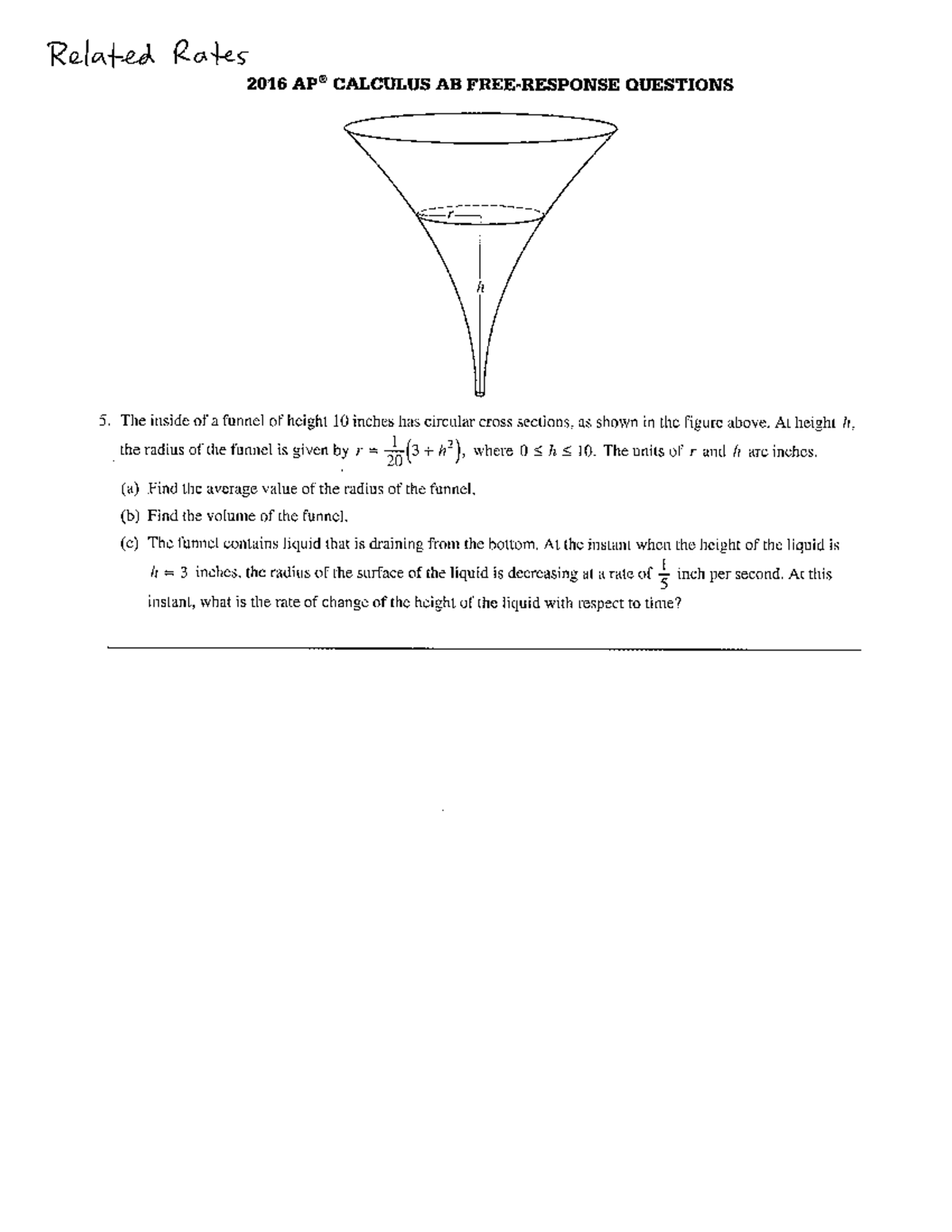 AP Calc FRQ Related Rates New - Studocu