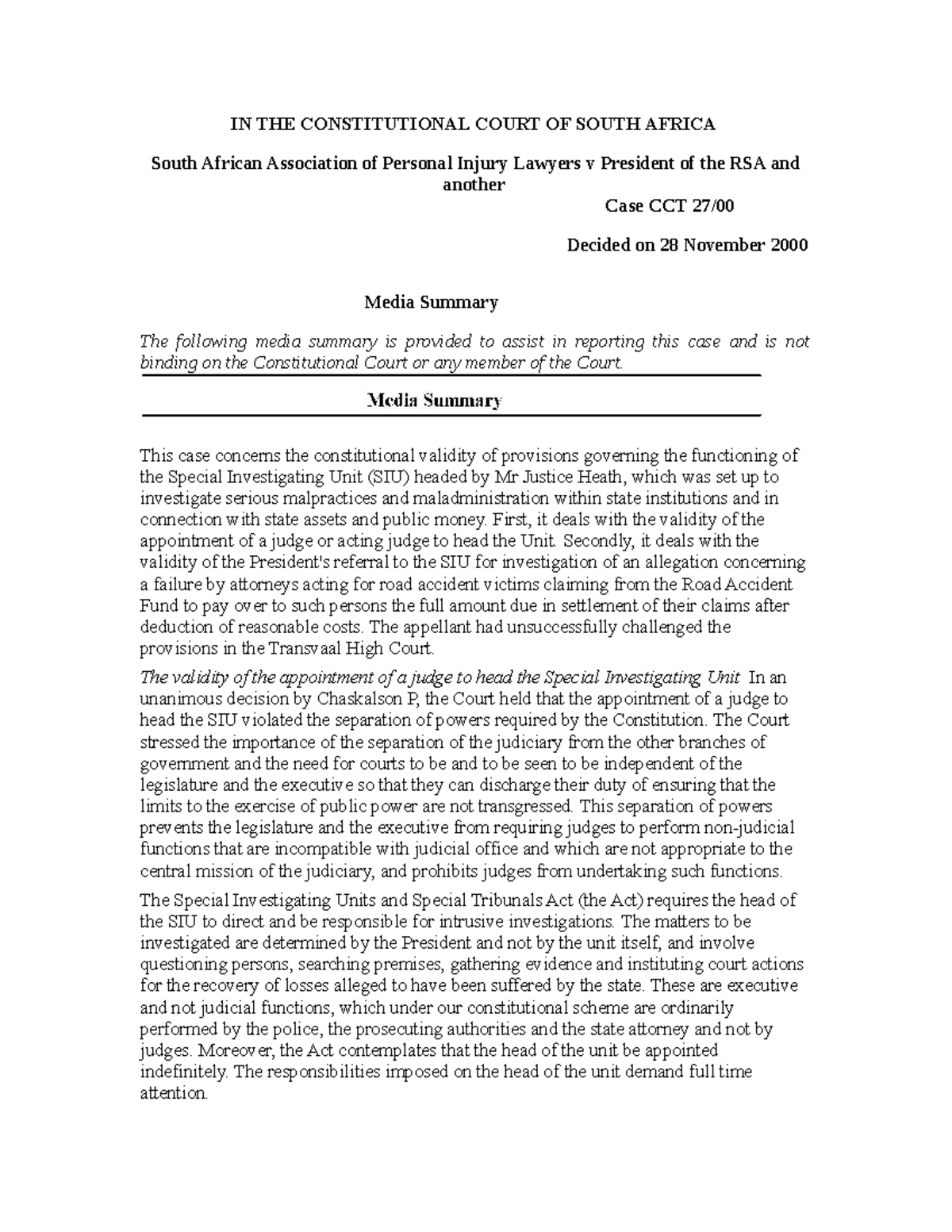 CSL2601-Case-summary - IN THE CONSTITUTIONAL COURT OF SOUTH AFRICA ...