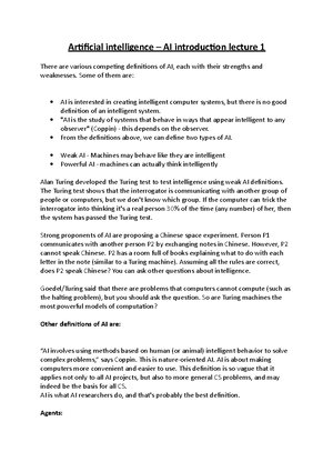 Artificial intelligence – introduction to Applications - Artificial ...